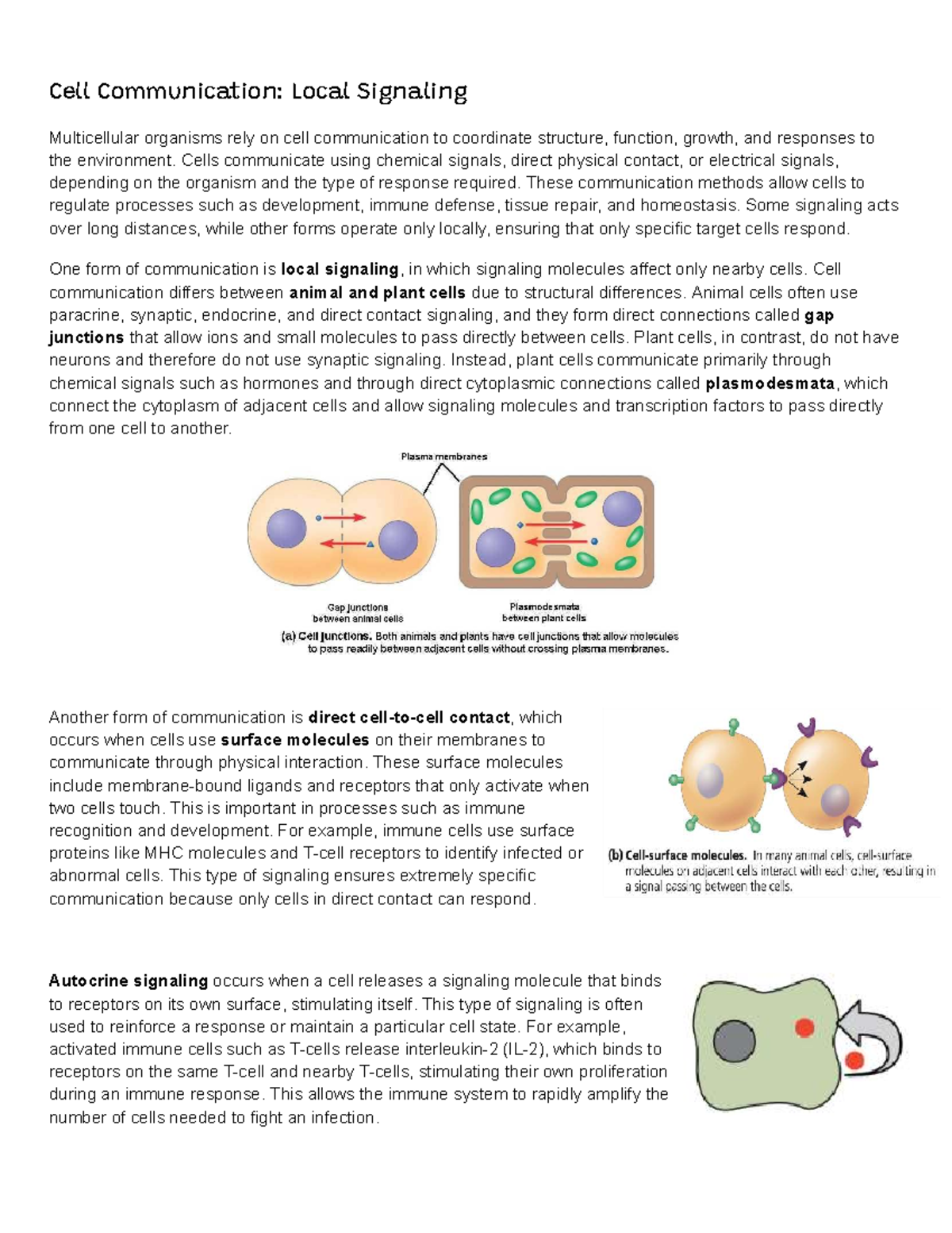 AP 25-26 S2 Cell Communication: Local Signaling Overview - Studocu