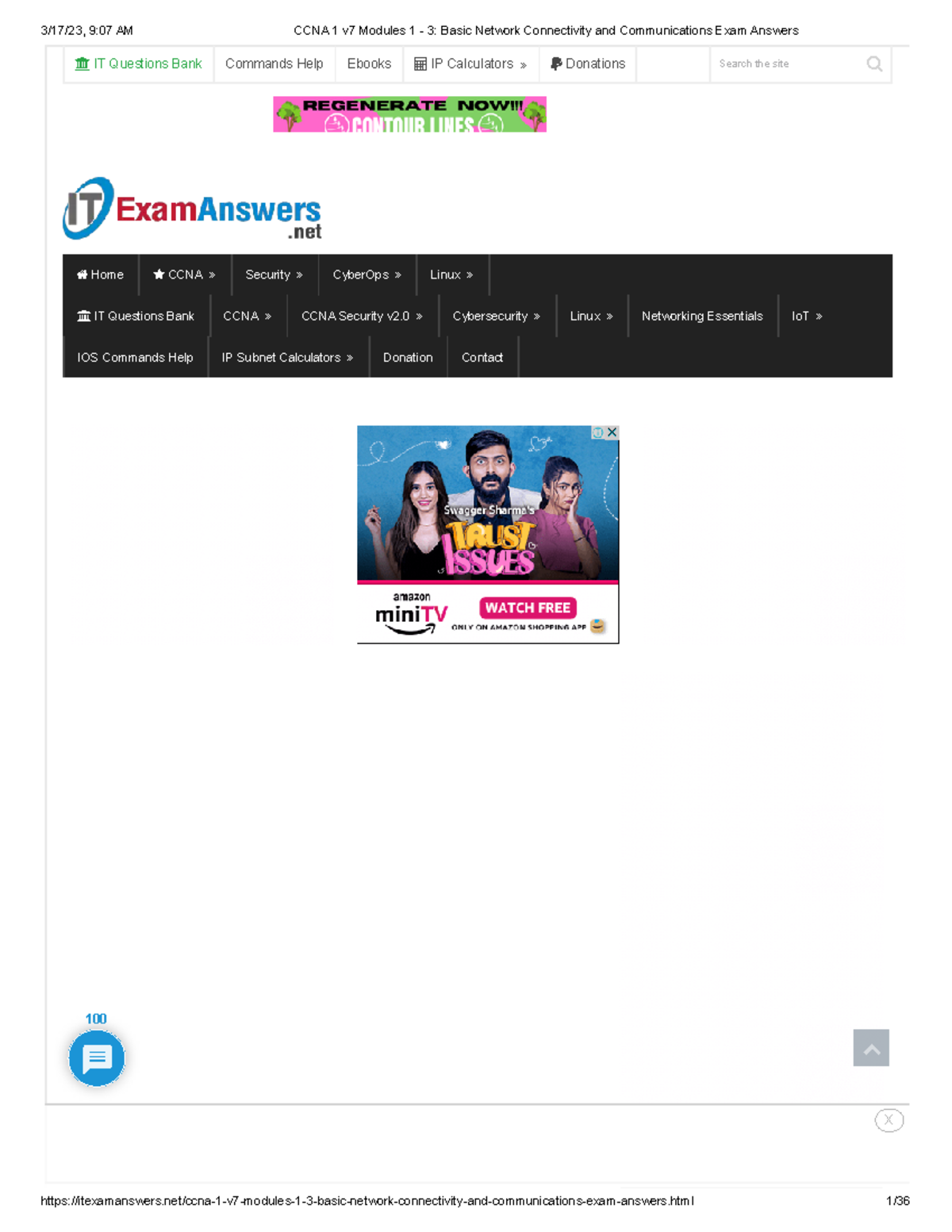 CCNA 1 v7 Modules 1-3 Basic Network Connectivity Exam Answers - Studocu