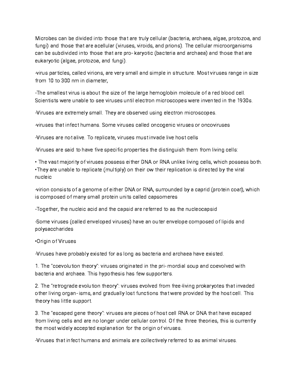 Micropara Chapter 4 Notes: Cellular vs. Acellular Microbes - Studocu