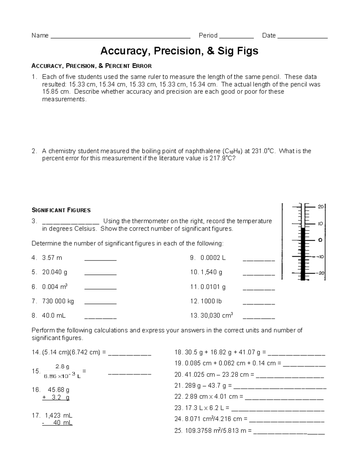 Accuracy and Precision in Measurements: A Study on Sig Figs - Studocu