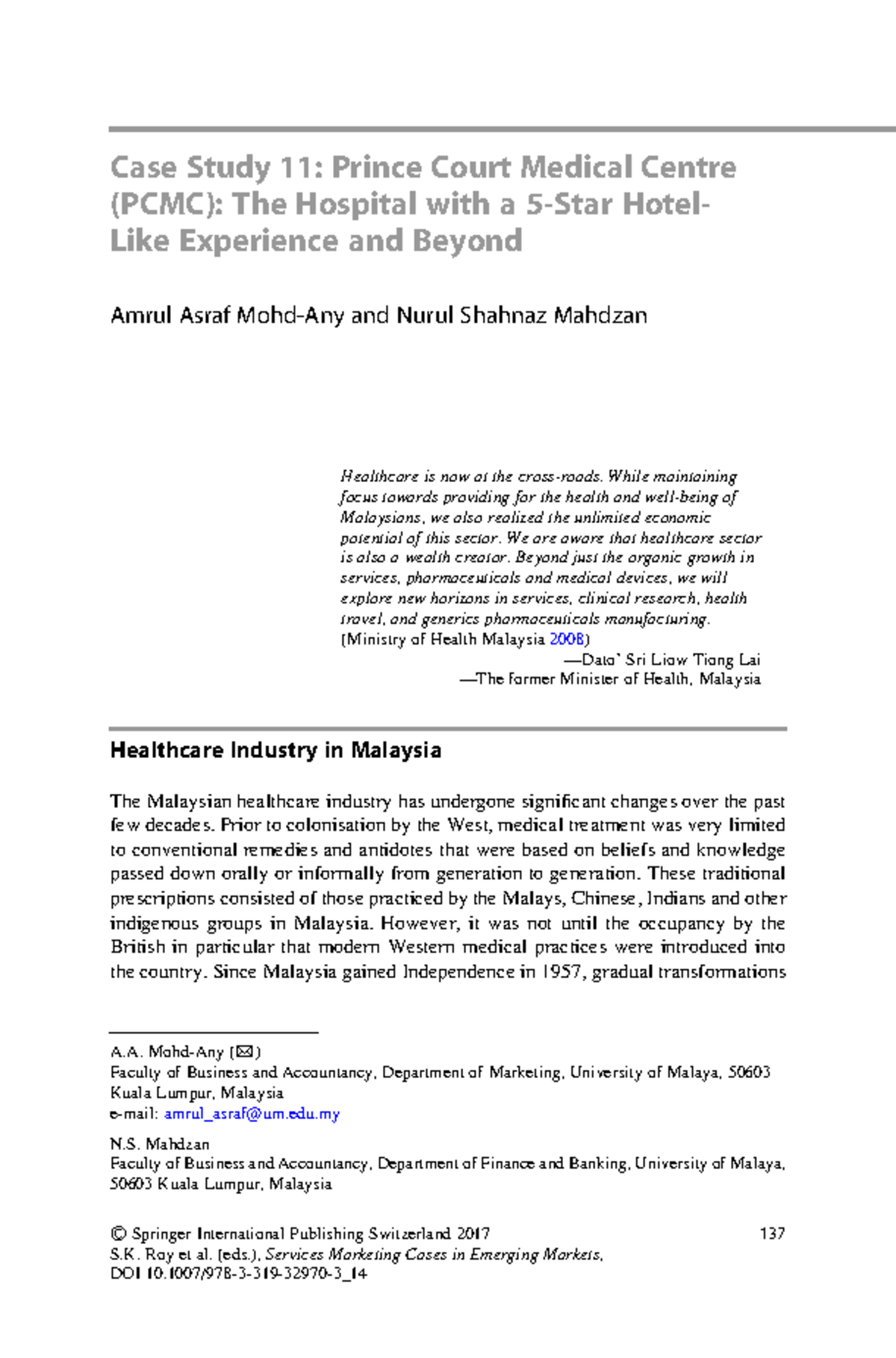 Case Study 11: PCMC - A 5-Star Hospital Experience and Its Impact - Studocu