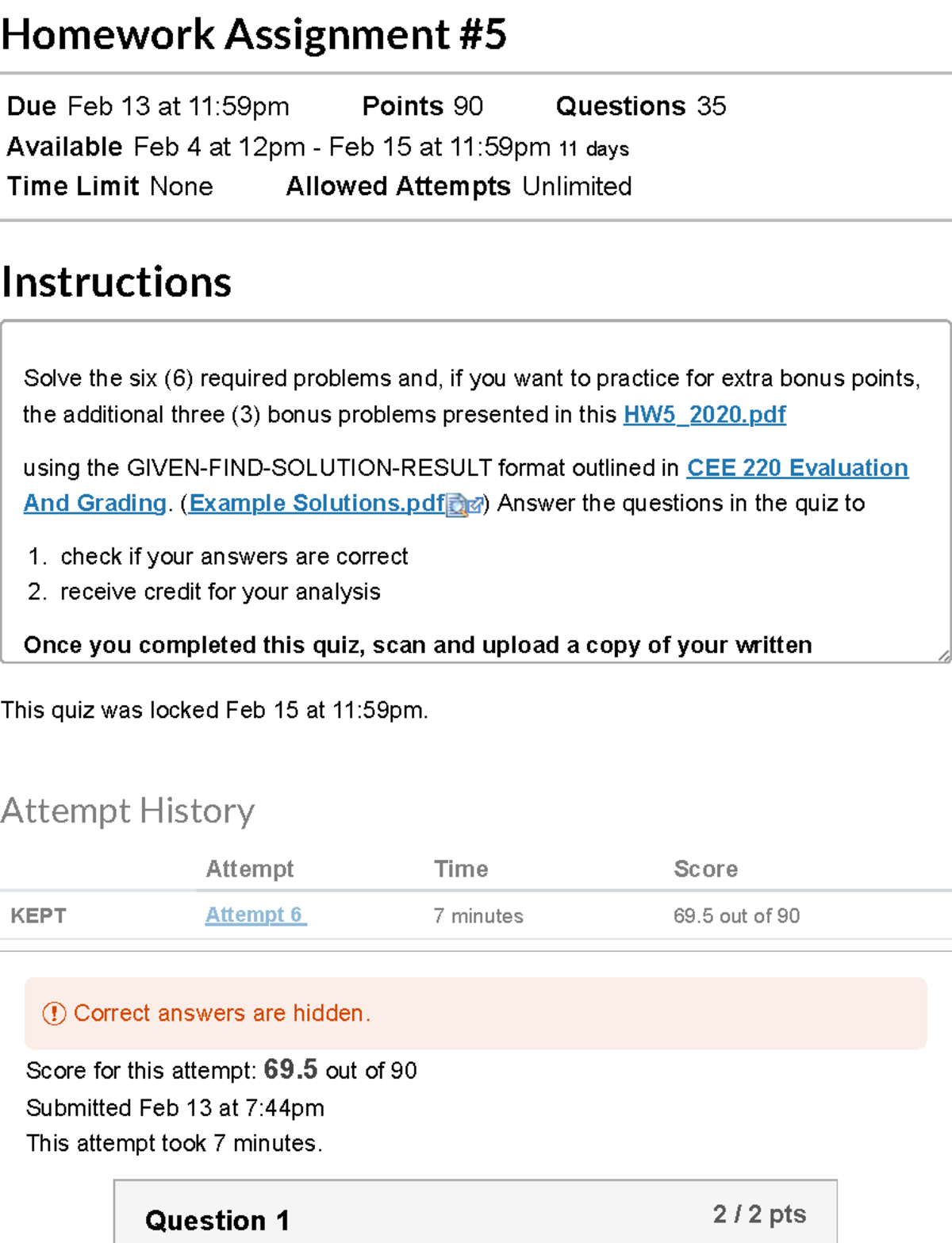 Homework 5 - Homework Assignment Due Feb 13 at 11:59pm Points 90 ...