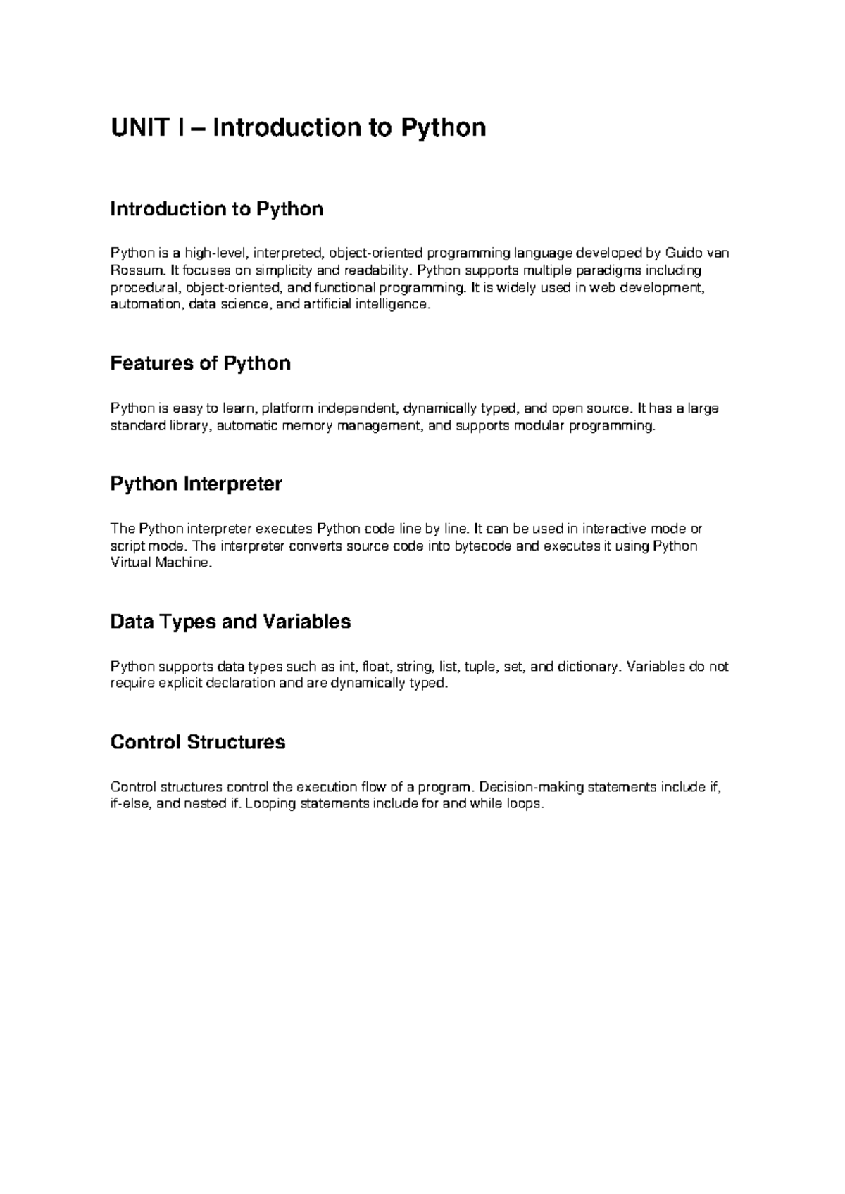 BCA Sem6 Python All Units Long Answer Study Guide - Studocu