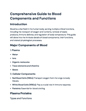 Comprehensive Guide to Blood Physiology and Disorders (BIO101 ...