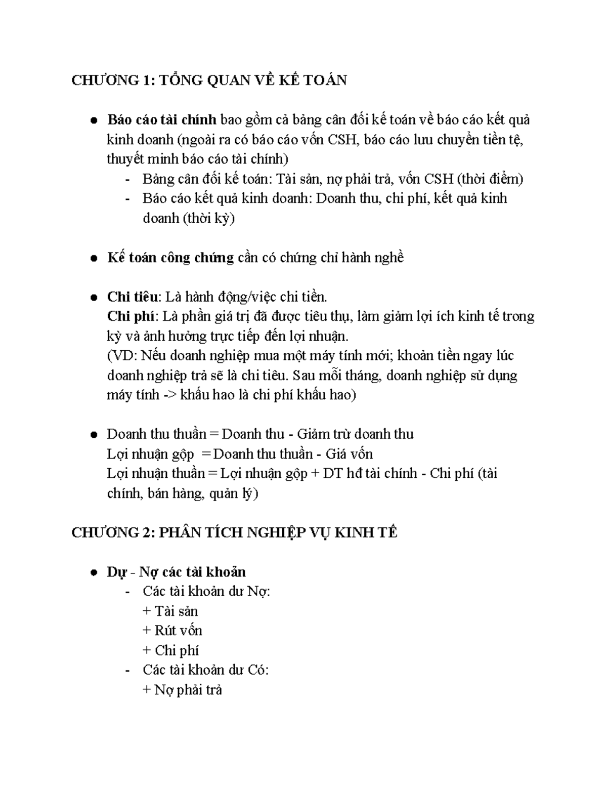 NLKT - CHƯƠNG 1: TỔNG QUAN VỀ KẾ TOÁN VÀ BÁO CÁO TÀI CHÍNH - Studocu