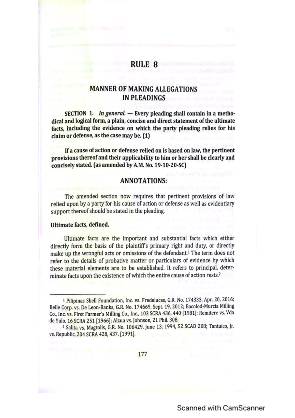 RULE 8 - Allegations in Pleadings: Understanding Essential Facts - Studocu