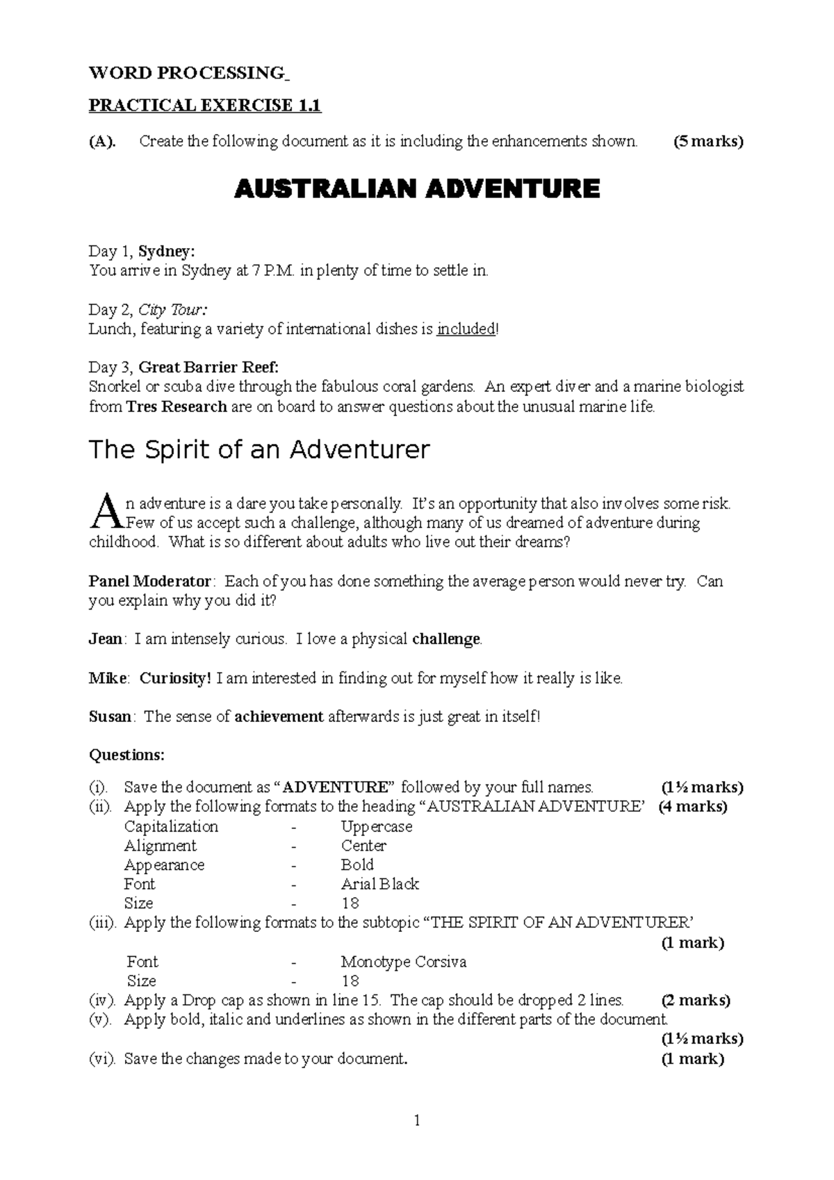 Word Processing Practical Exercises (COMP 101) - Studocu