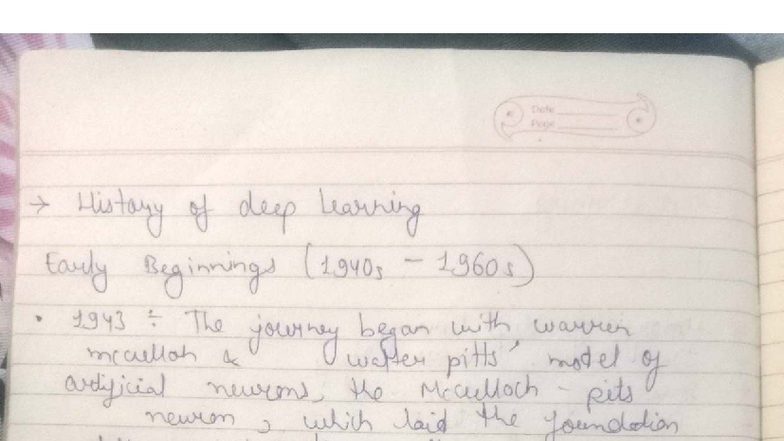 History of Deep Learning: Early Beginnings (1940s-1960s) - Studocu