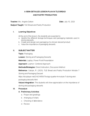 DLP 12: Detailed Lesson Plan on Dessert Classification for TLE_HEBP9 ...
