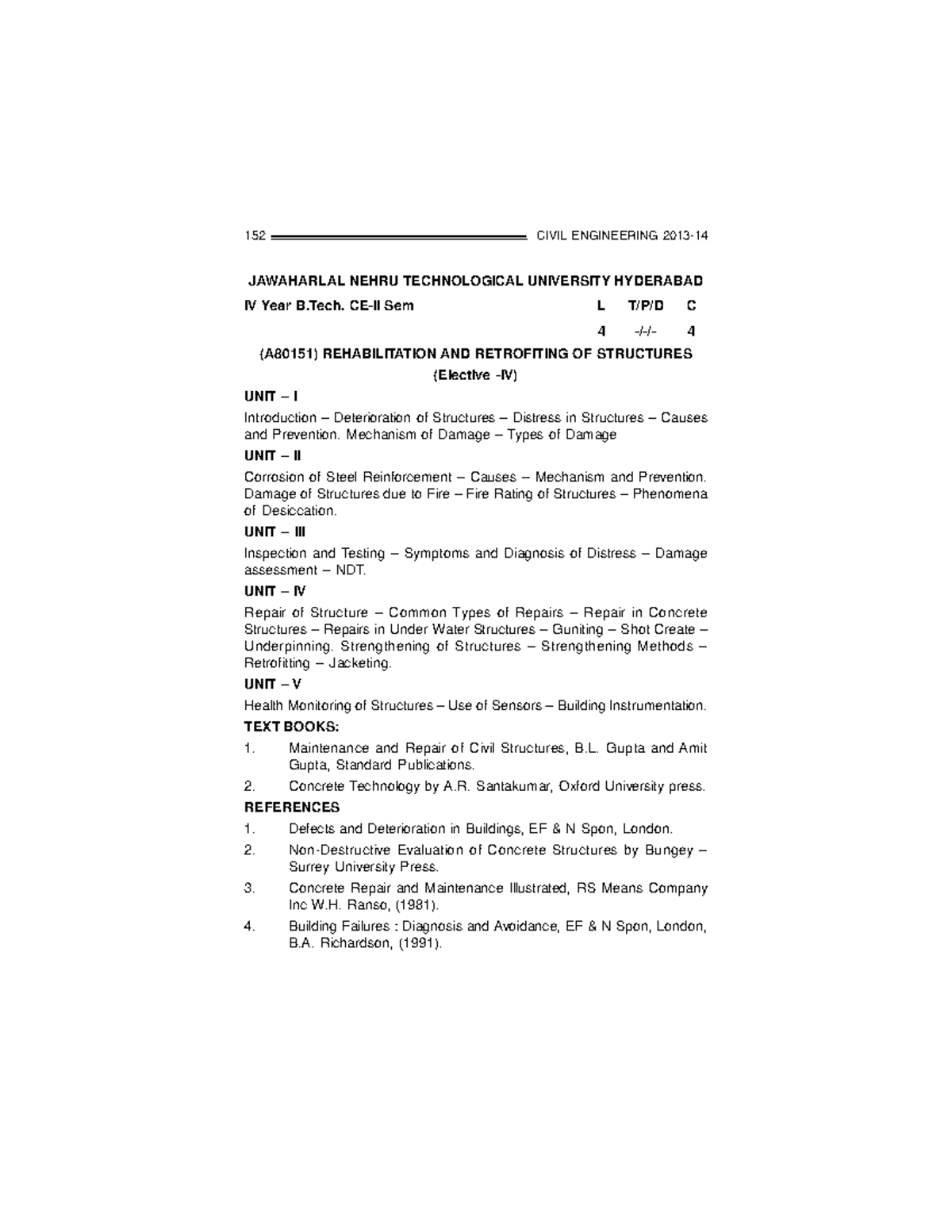 152 CIVIL ENGINEERING (A80151) REHABILITATION & RETROFITTING NOTES ...