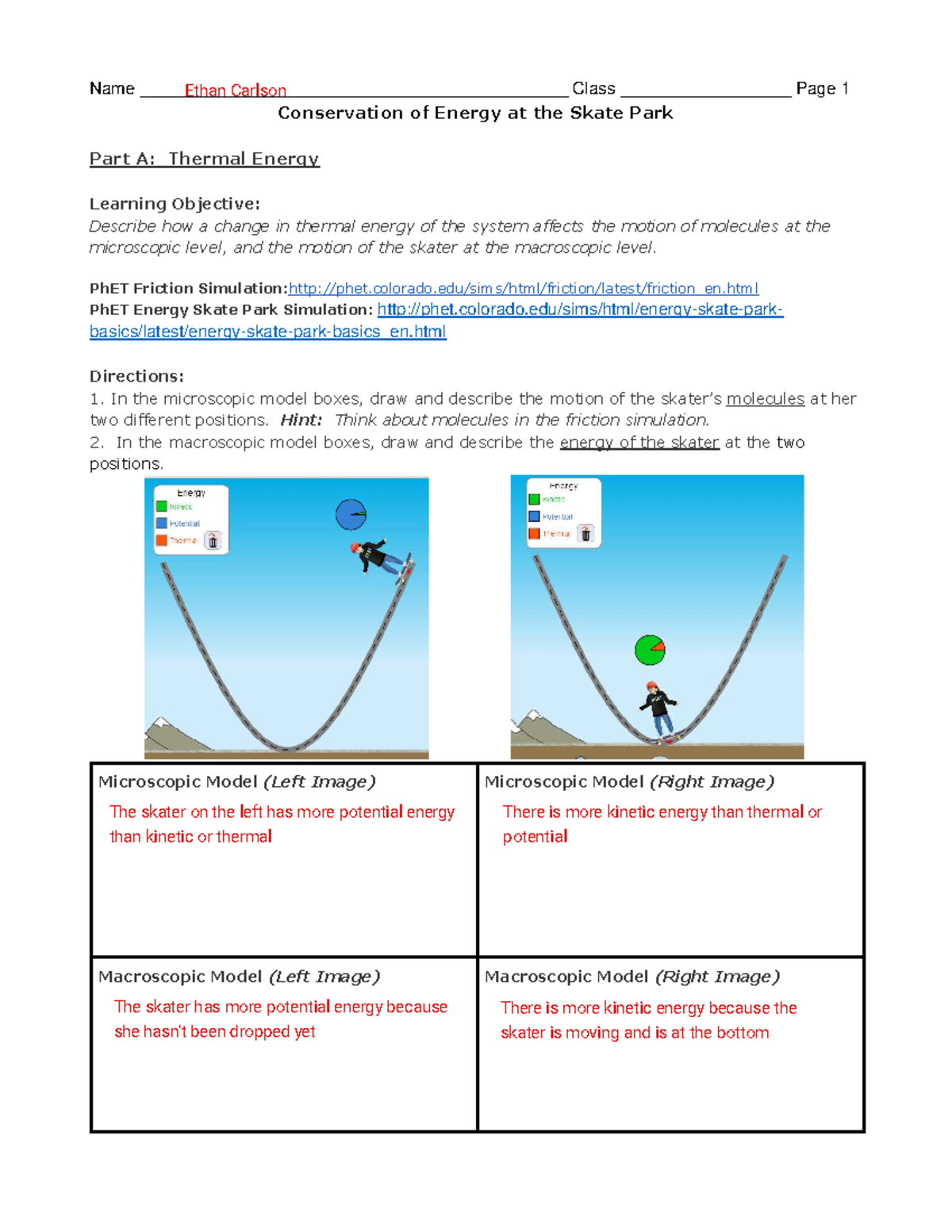 PHET 101: Energy Conservation in Skate Park - Study Guide - Studocu