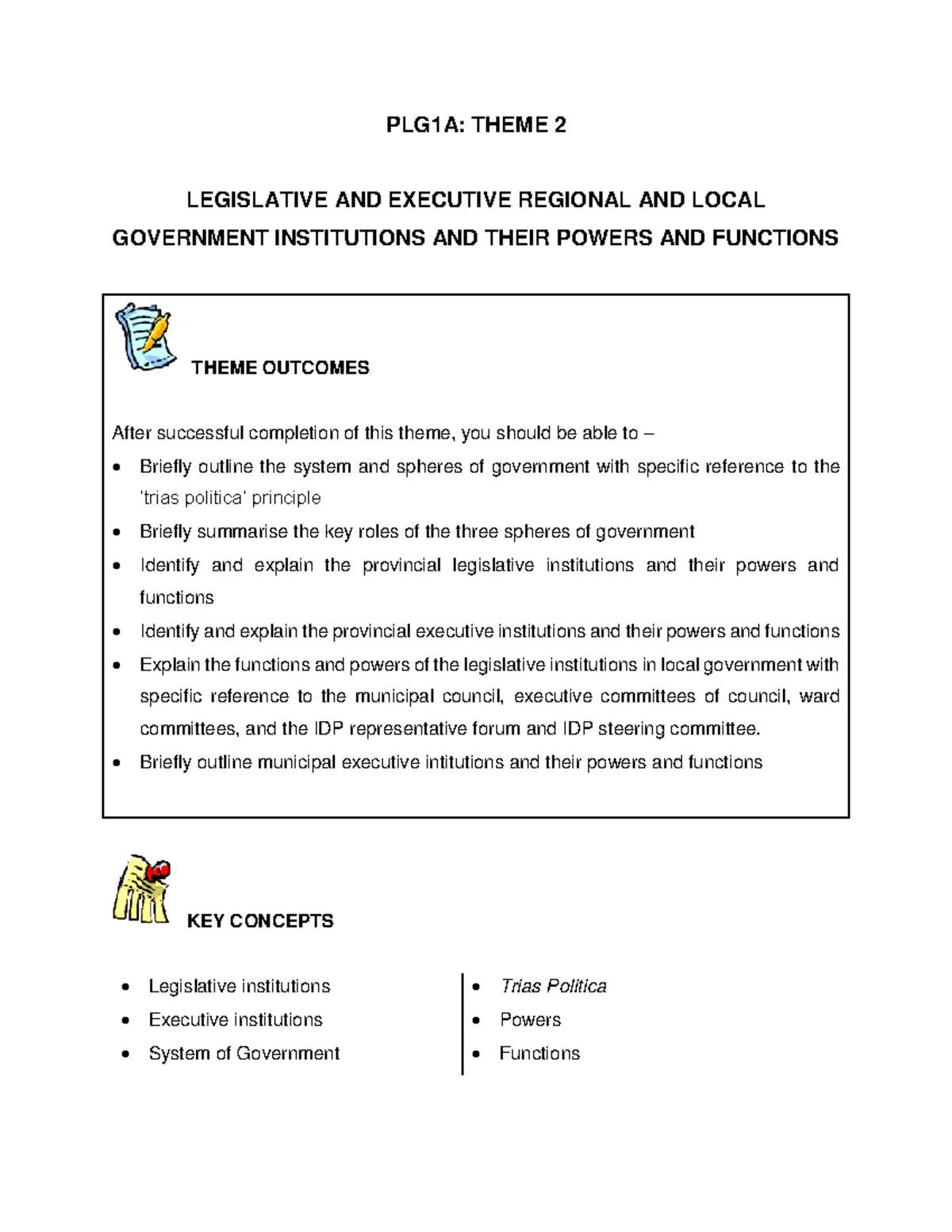 PLG1A: Theme 2 - Legislative & Executive Powers in Local Government ...