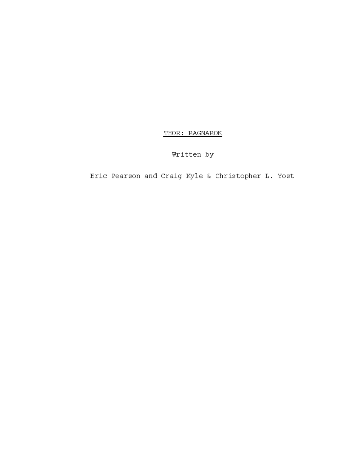THOR: RAGNAROK (2017) - Screenplay Analysis and Insights - Studocu