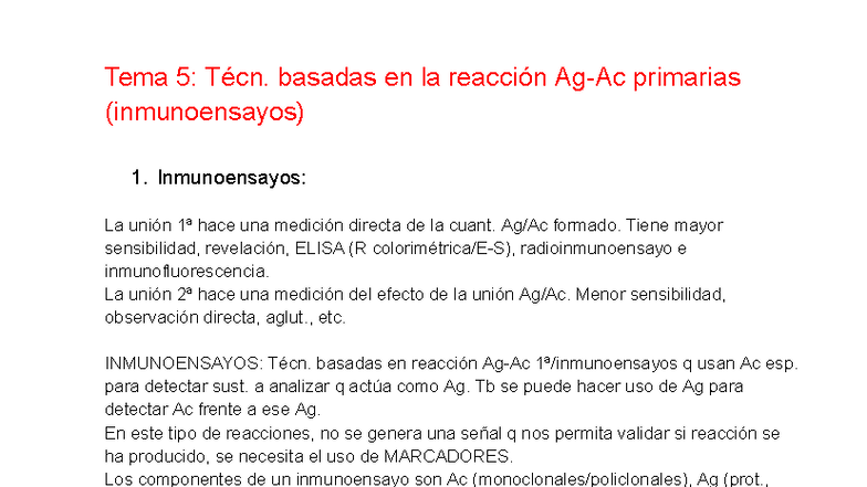 Tema 5: Técnicas de Inmunoensayos - Apuntes de Laboratorio - Studocu