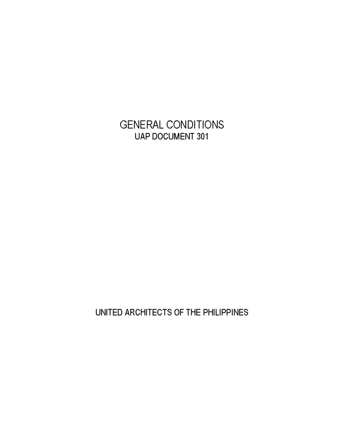 UAP Document 301: General Conditions for Architects in the Philippines ...