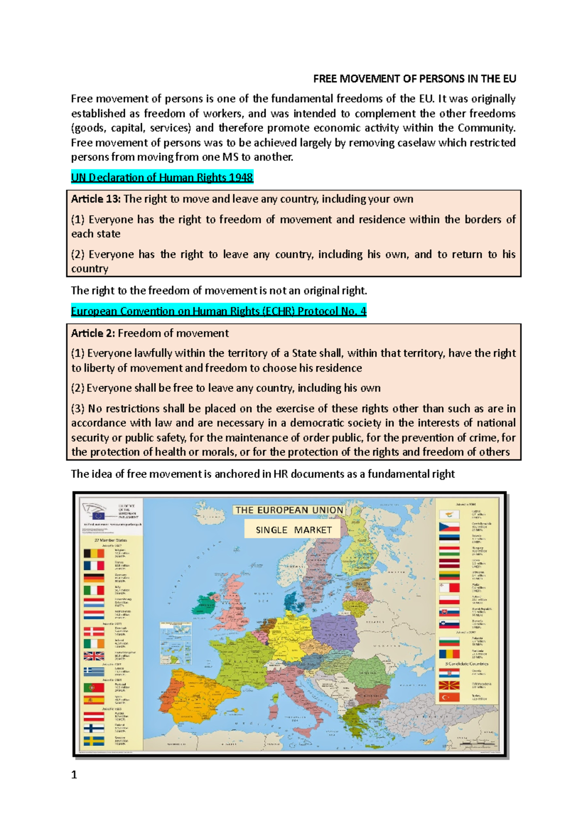 Free Movement of Persons - FREE MOVEMENT OF PERSONS IN THE EU Free ...