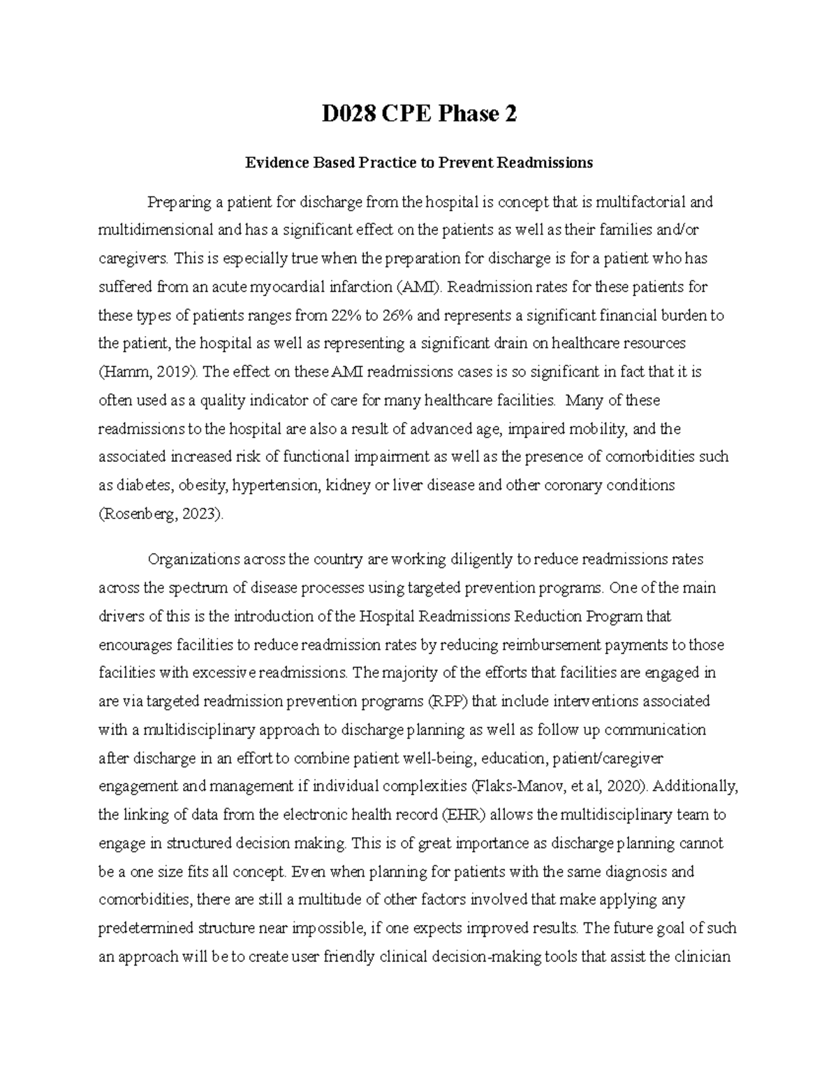 D028 CPE Phase 2: Evidence-Based Practices to Reduce AMI Readmissions ...