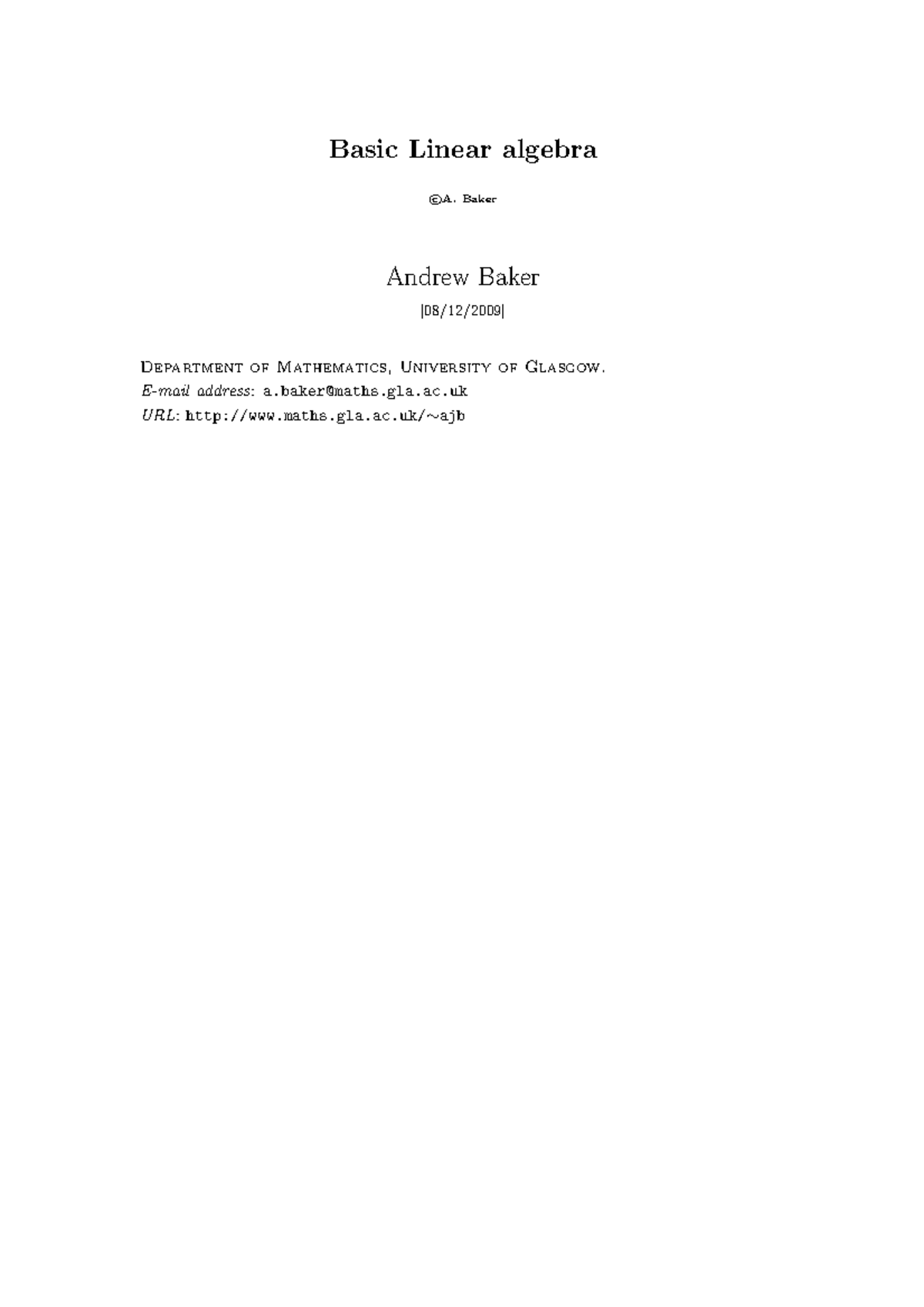 Basic Concepts of Linear Algebra - MAT101 Lecture Notes - Studocu
