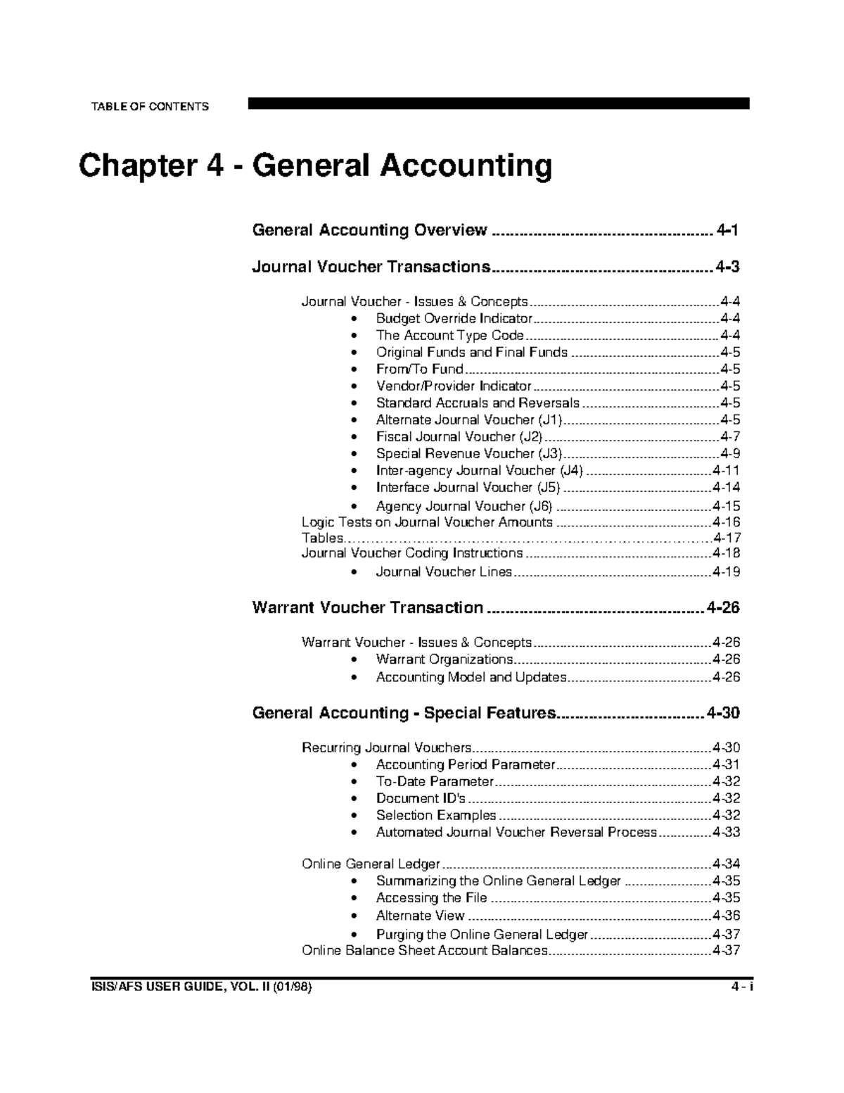 Gu2-04 - Summary General Accounting - TABLE OF CONTENTS ISIS/AFS USER ...