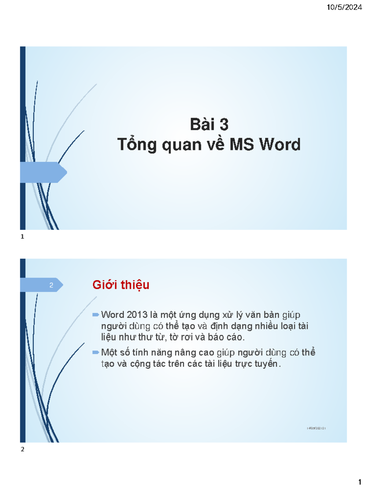 Bài 3: Tổng Quan Về MS Word 2013 - Hướng Dẫn Sử Dụng Cơ Bản - Studocu