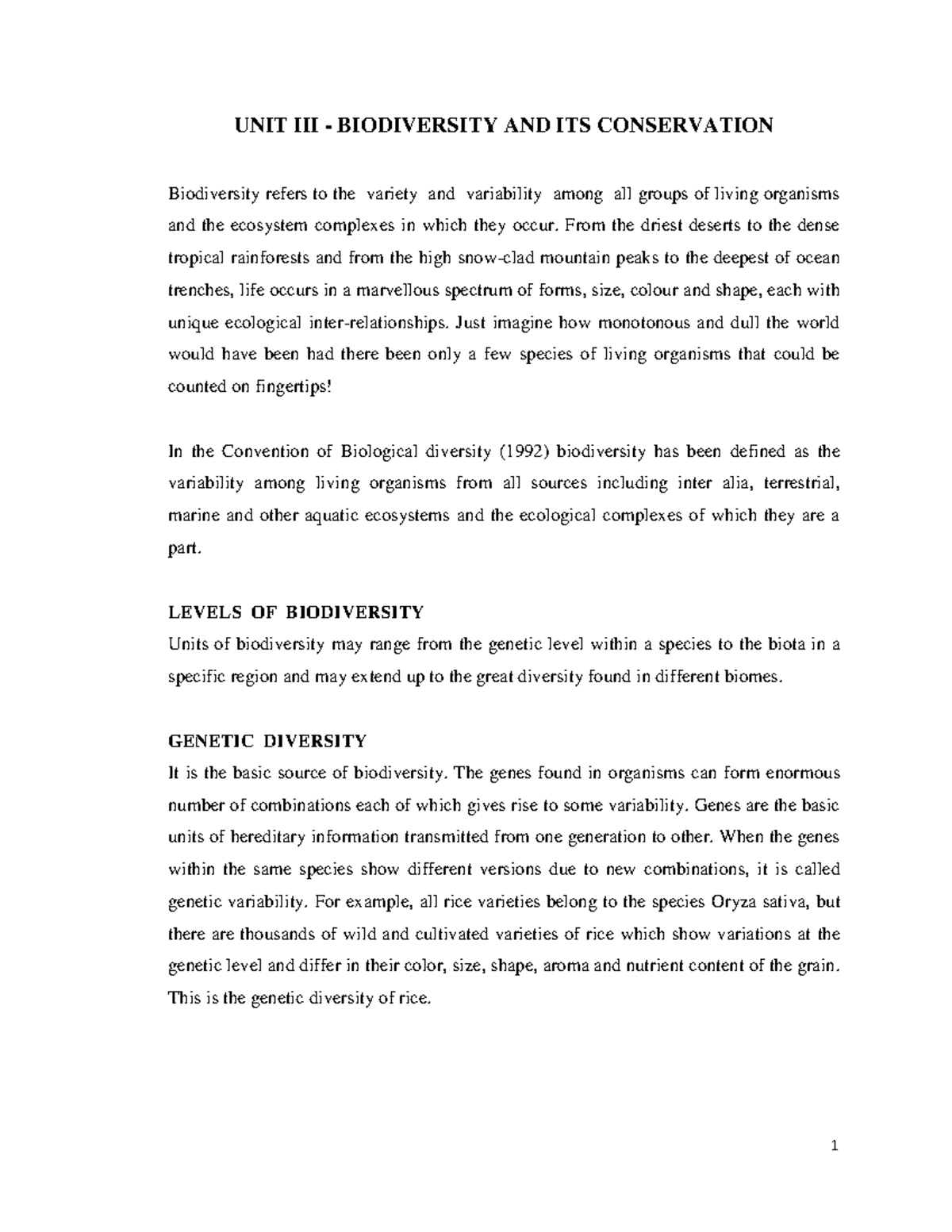 Unit 3 EVS: Biodiversity & Conservation - Key Concepts and Insights ...