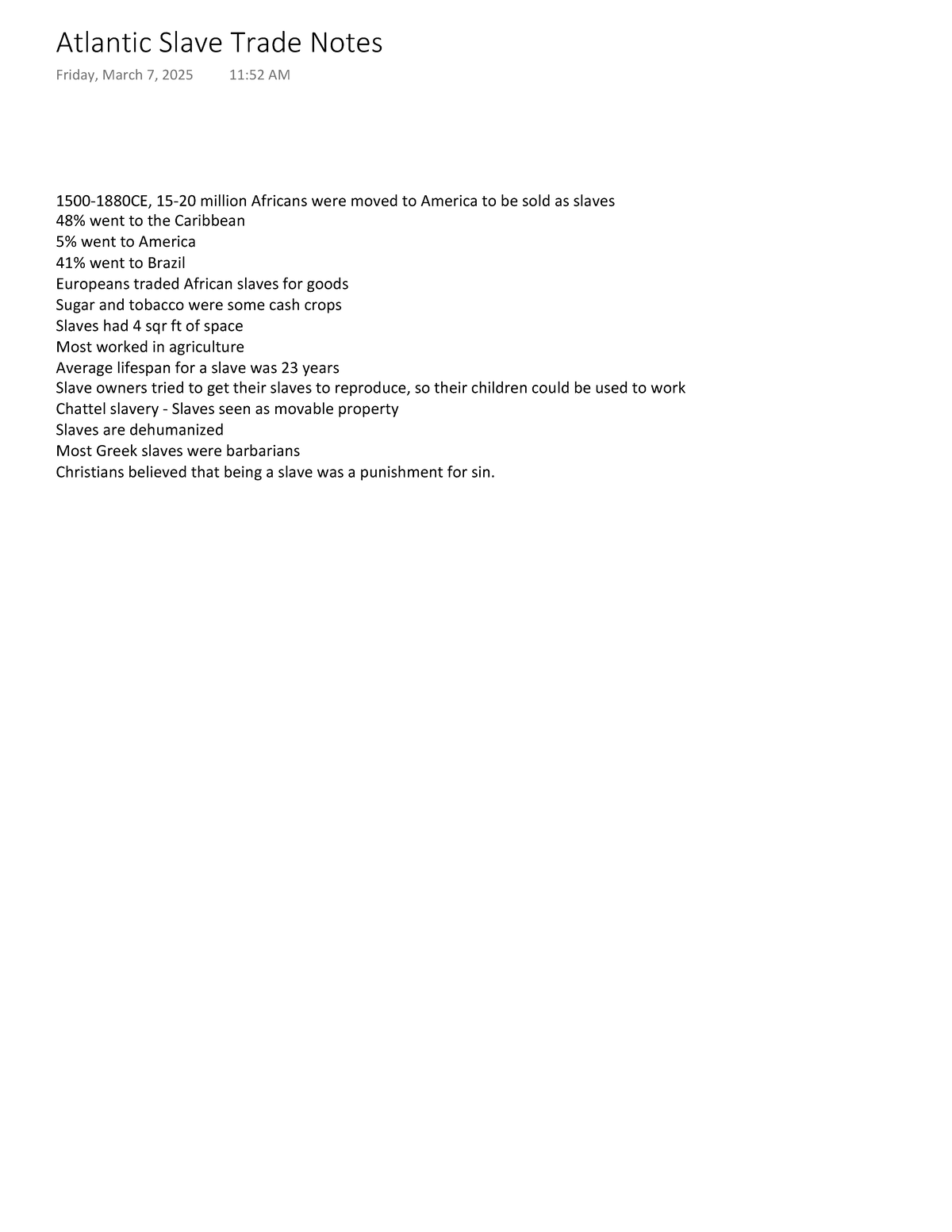 Atlantic Slave Trade Notes (1500-1880CE) - Course Code Included - 1500 ...