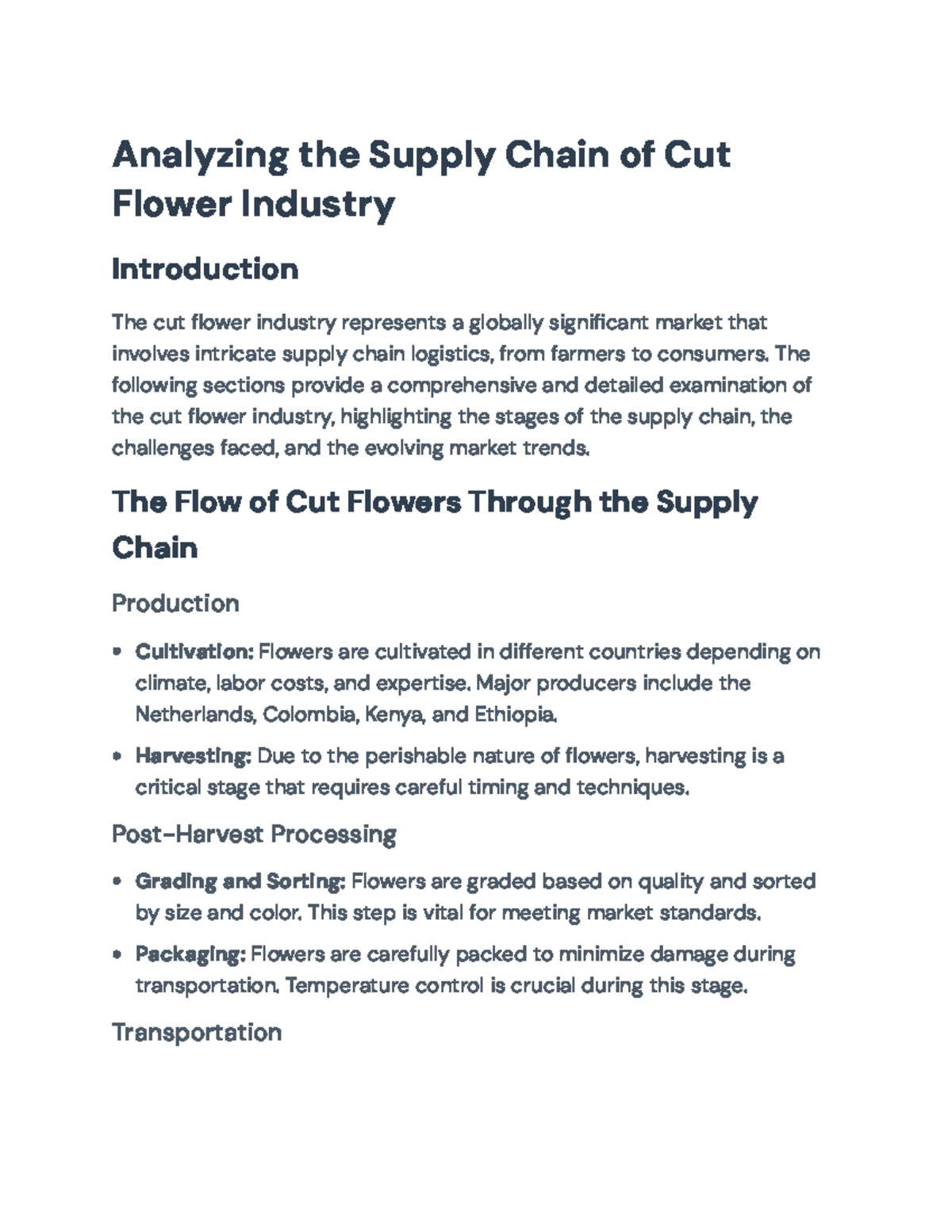 Supply Chain Analysis of the Cut Flower Industry: Trends & Challenges ...