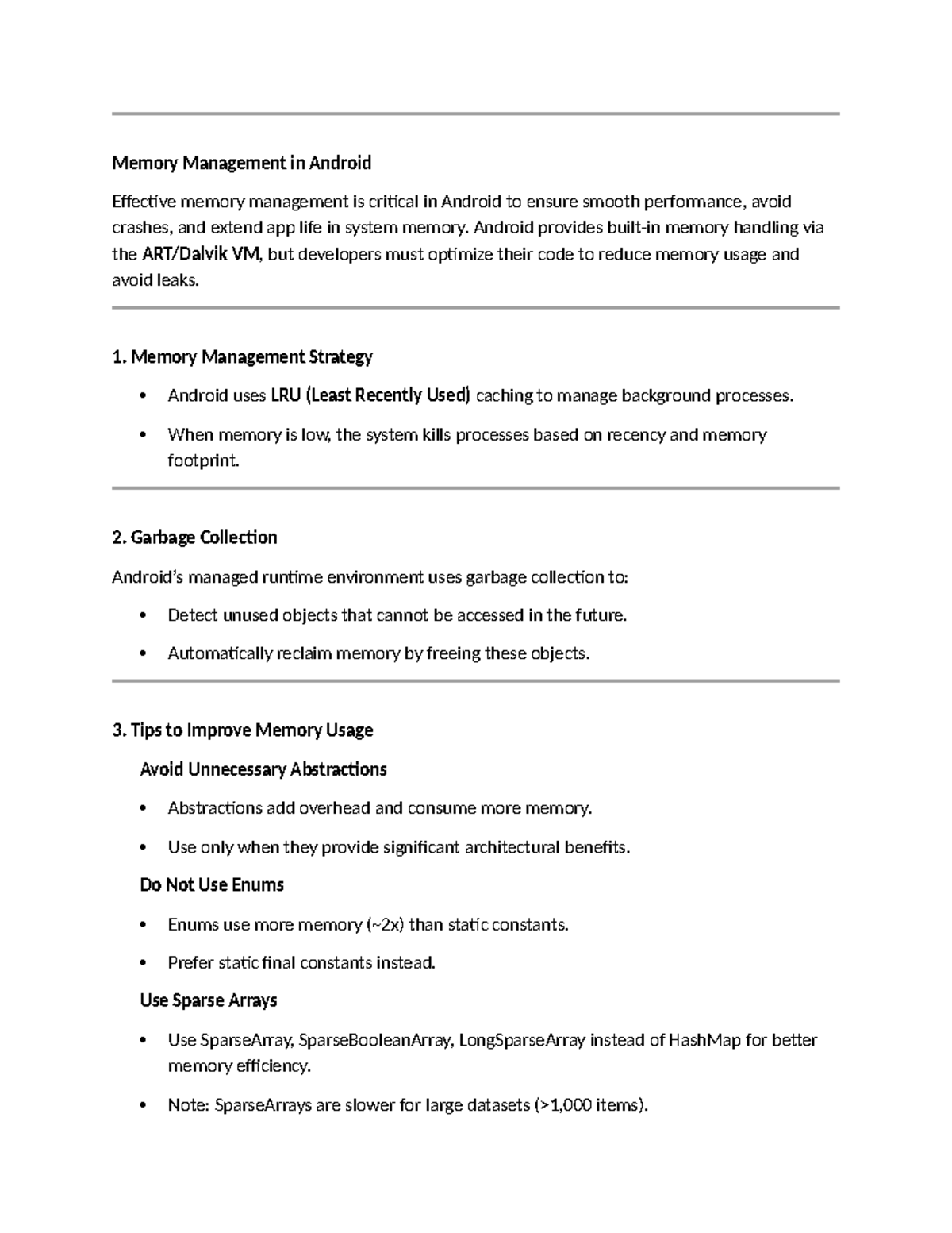 Android Memory Management Strategies and Tips for Optimization - Studocu