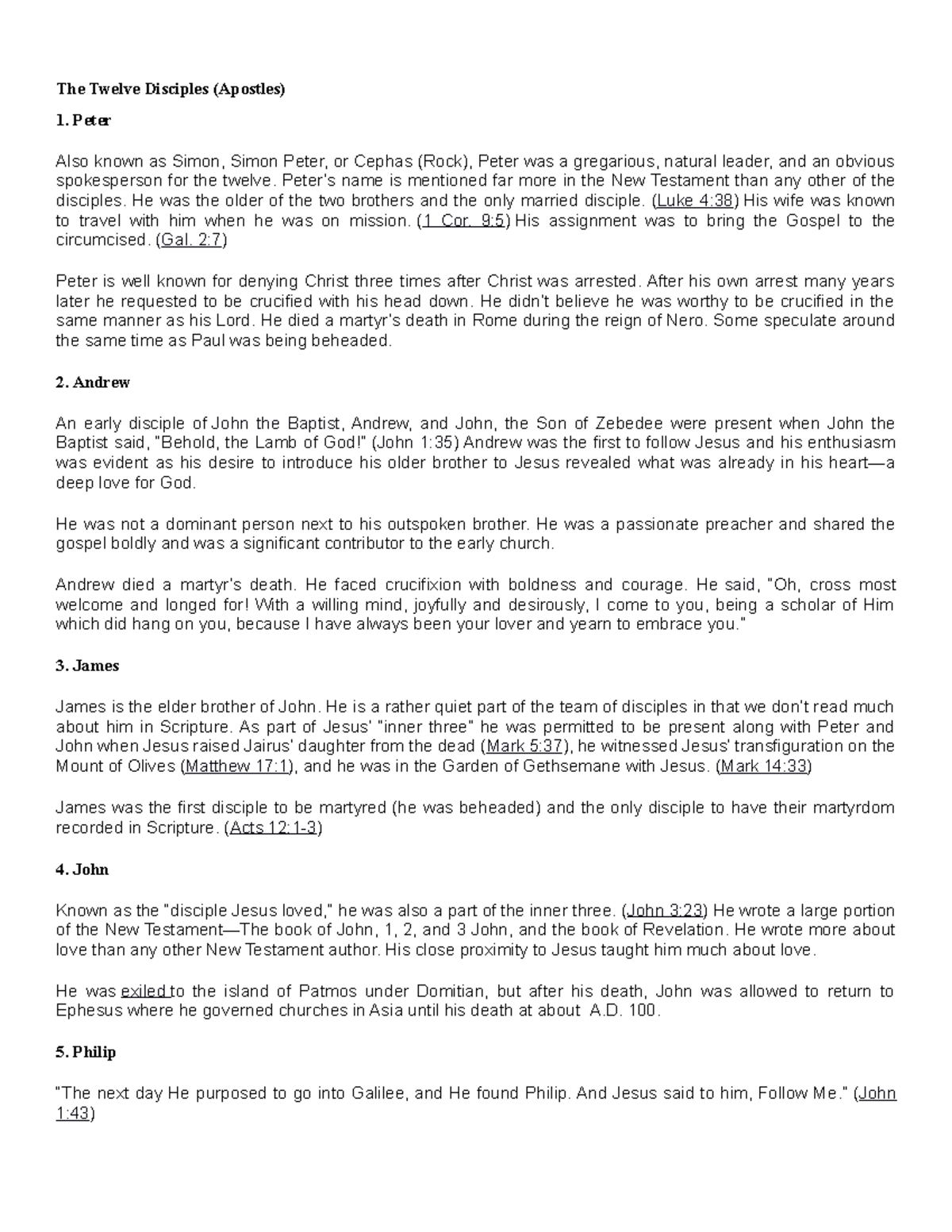 12 disciples - great books - The Twelve Disciples (Apostles) 1. Peter ...