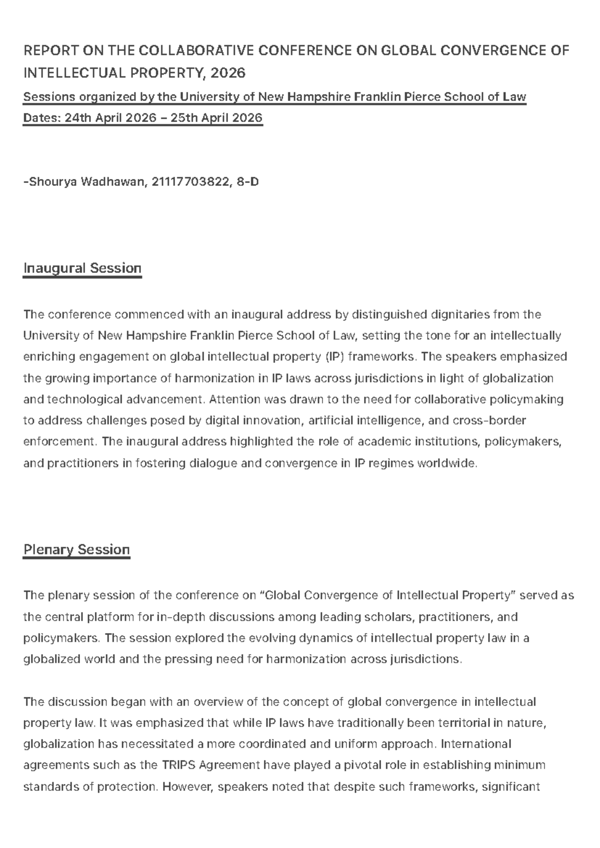 Report on Global Convergence of IP - Conference 2026 (21117703822 ...