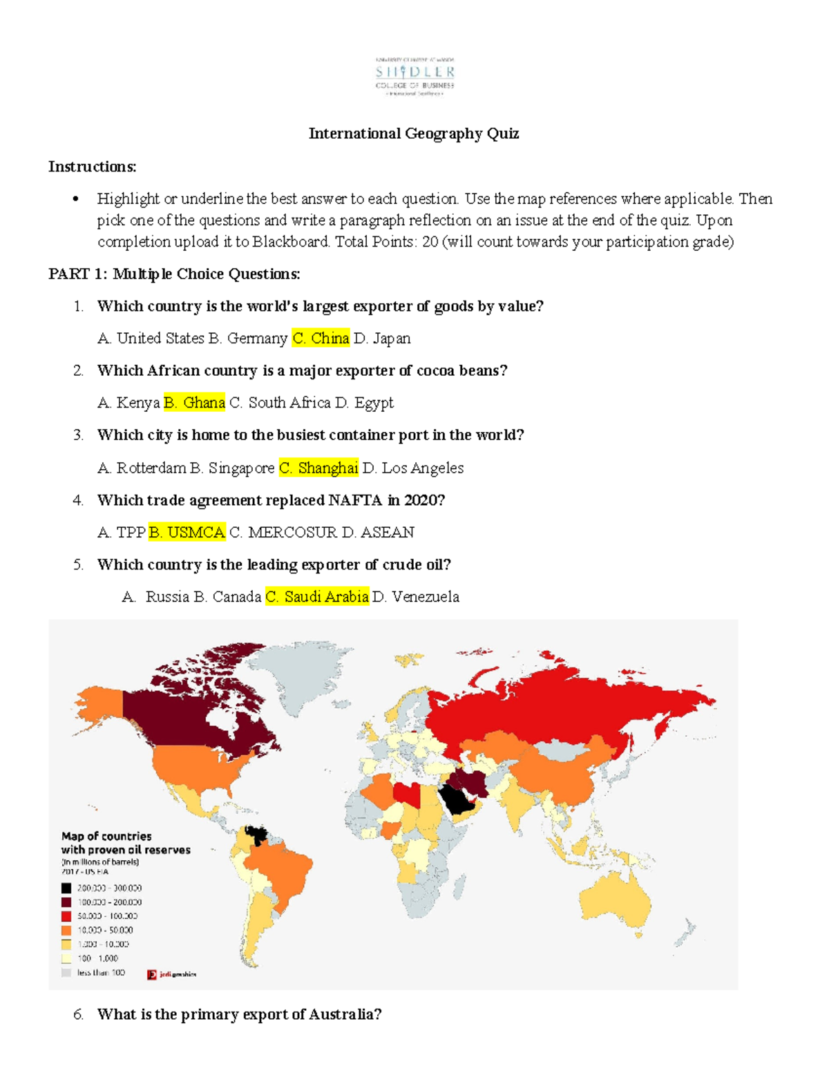 INTL GEO 101 Final Exam Quiz: Insights on Global Trade - Studocu