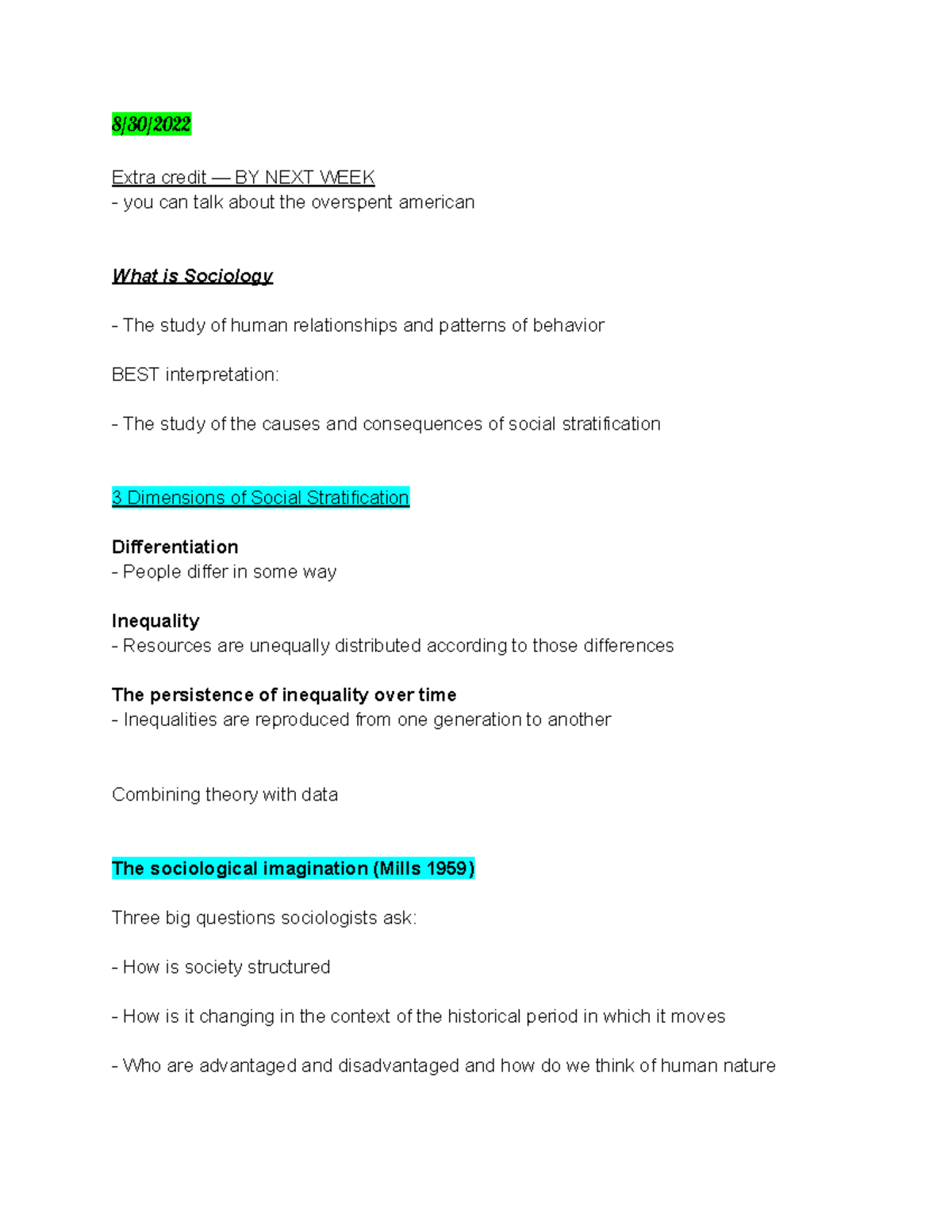 SOCI 110 Lecture Notes #1 - Introduction to Sociology Concepts - Studocu
