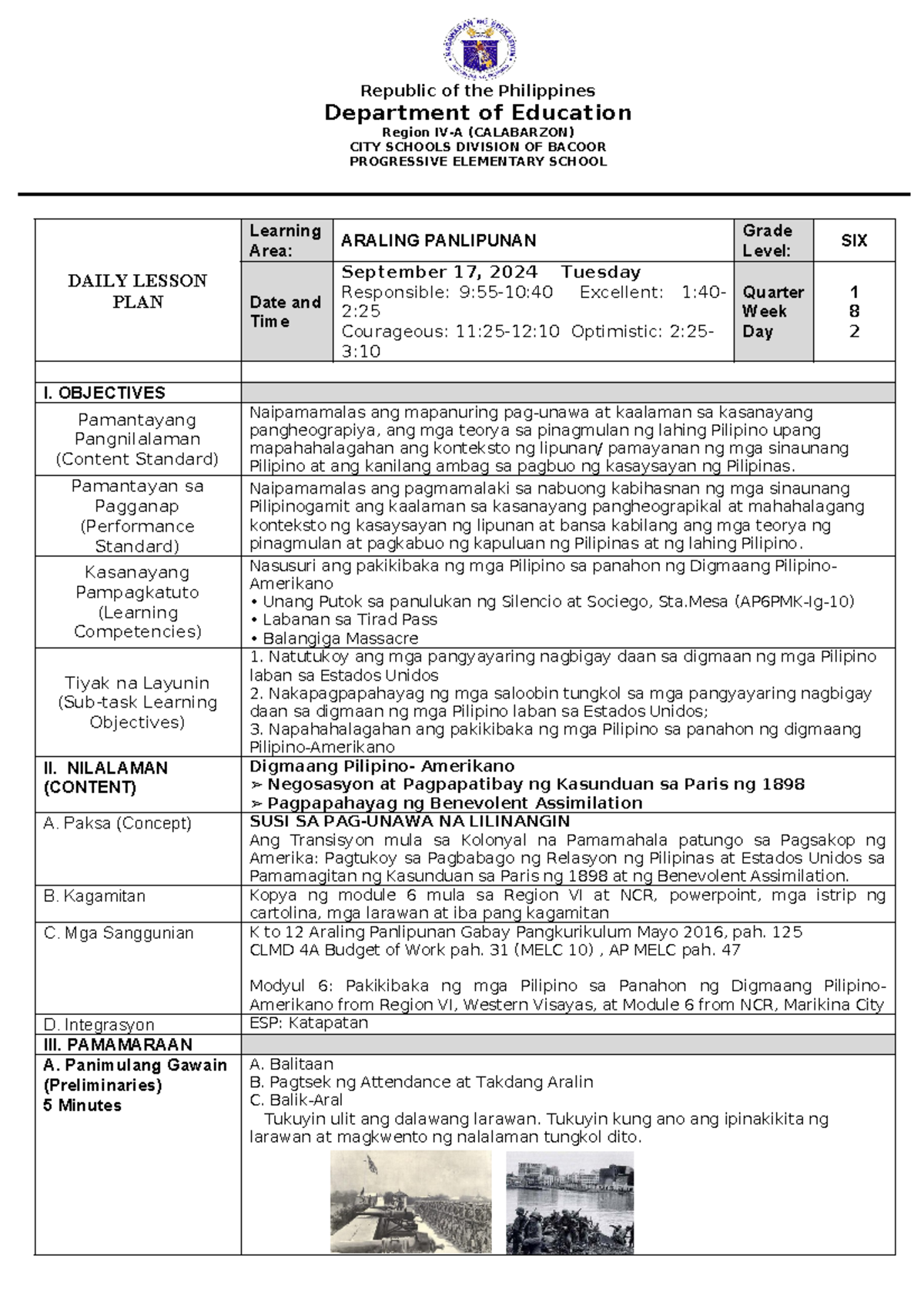 AP 6 Q1 week 8 day 2 - n/a - DAILY LESSON PLAN Learning Area: ARALING ...