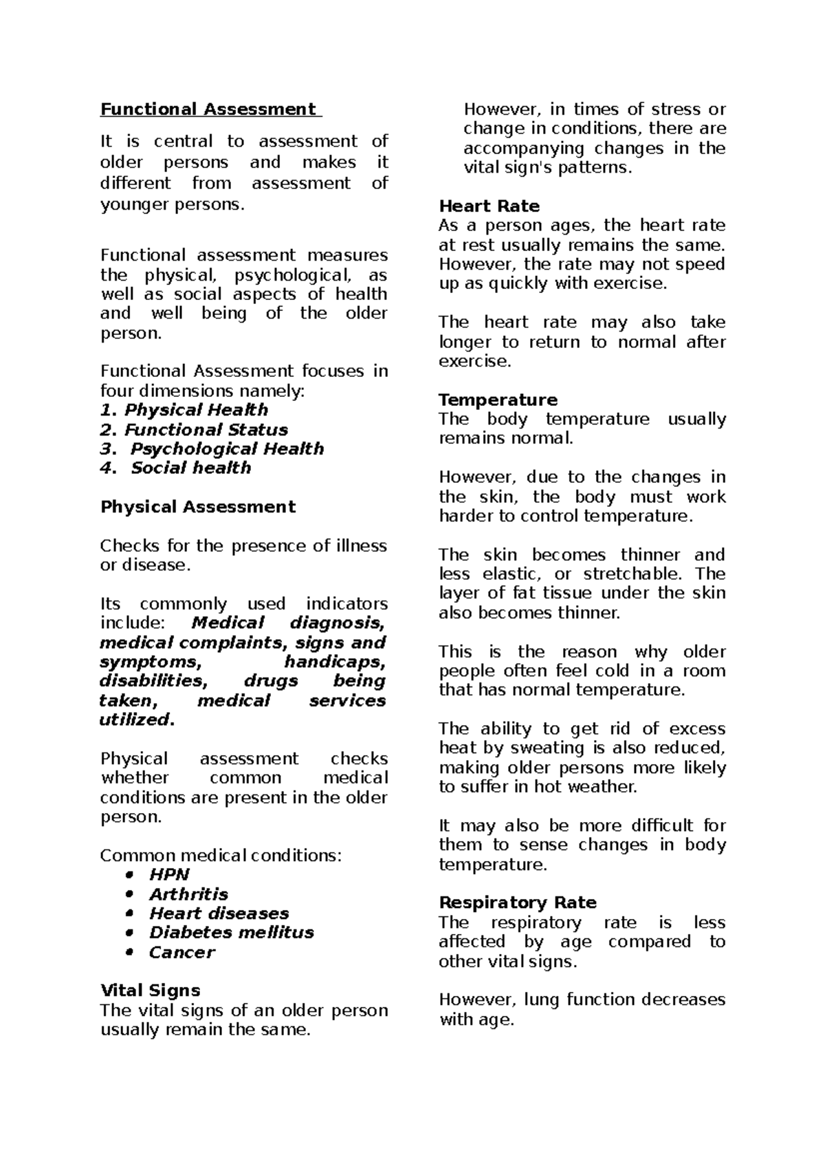 Functional Assessment of Older Adults: Physical, Psychological, and ...