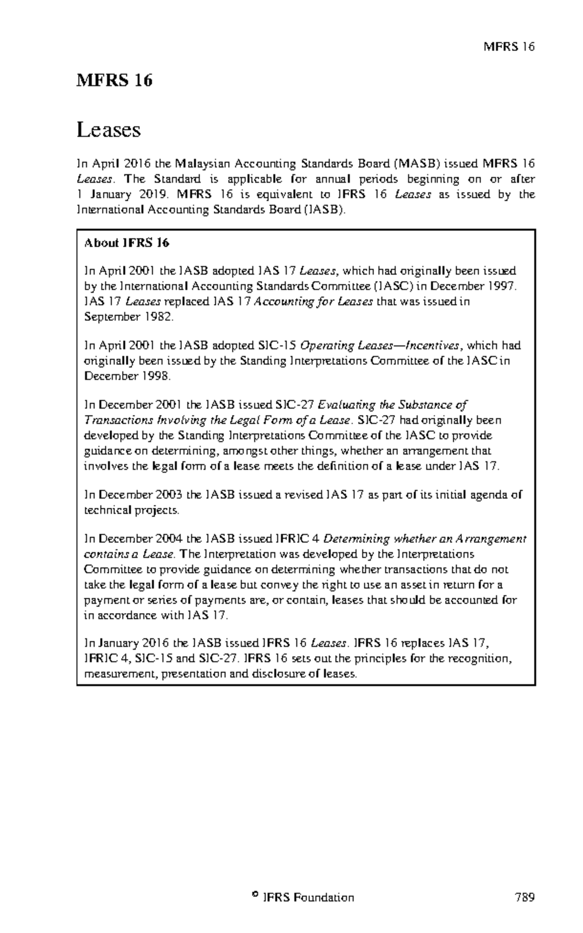 MFRS 16 - Comprehensive Overview of Leases Standards - Studocu