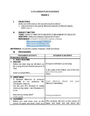 Lesson plan ( Science 6) - DETAILED LESSON PLAN IN SCIENCE 6 ...