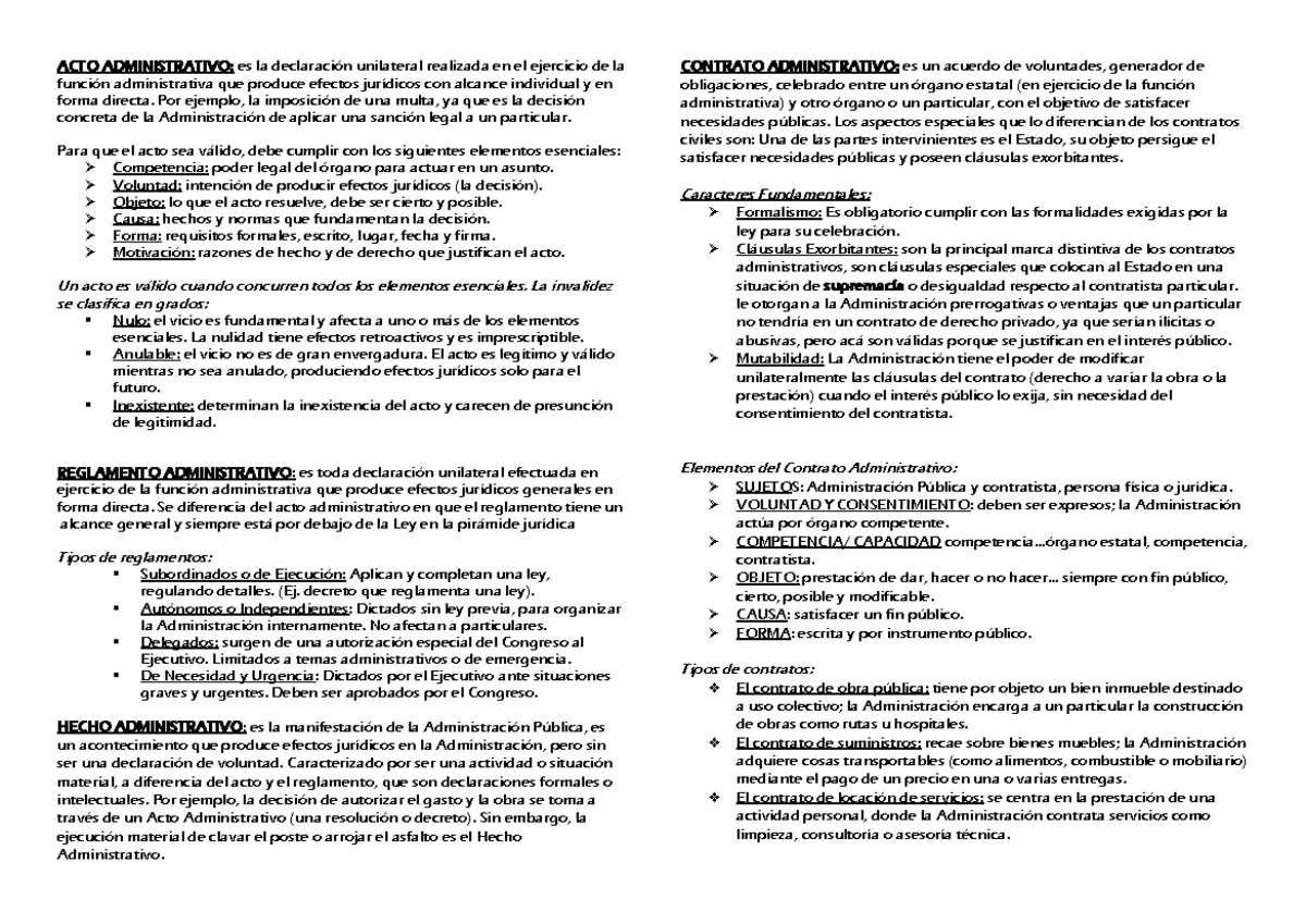 ACTO ADMINISTRATIVO: Elementos y Características Esenciales - Studocu
