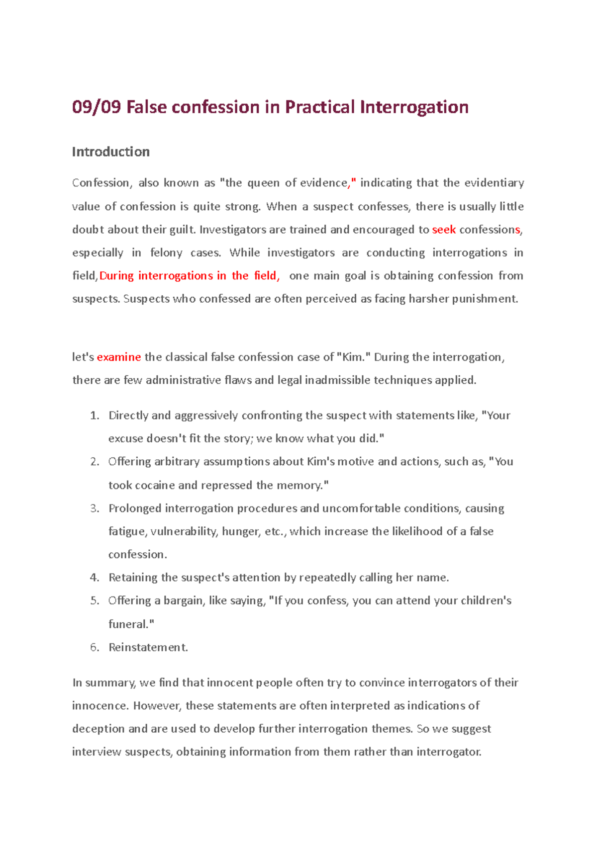 False Confessions: Techniques in Practical Interrogation Analysis ...