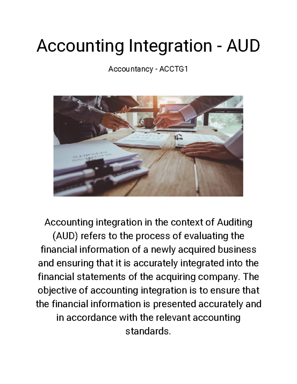 Accountancy ACCTG1 Module 2 Accounting Integration - AUD - Accounting ...