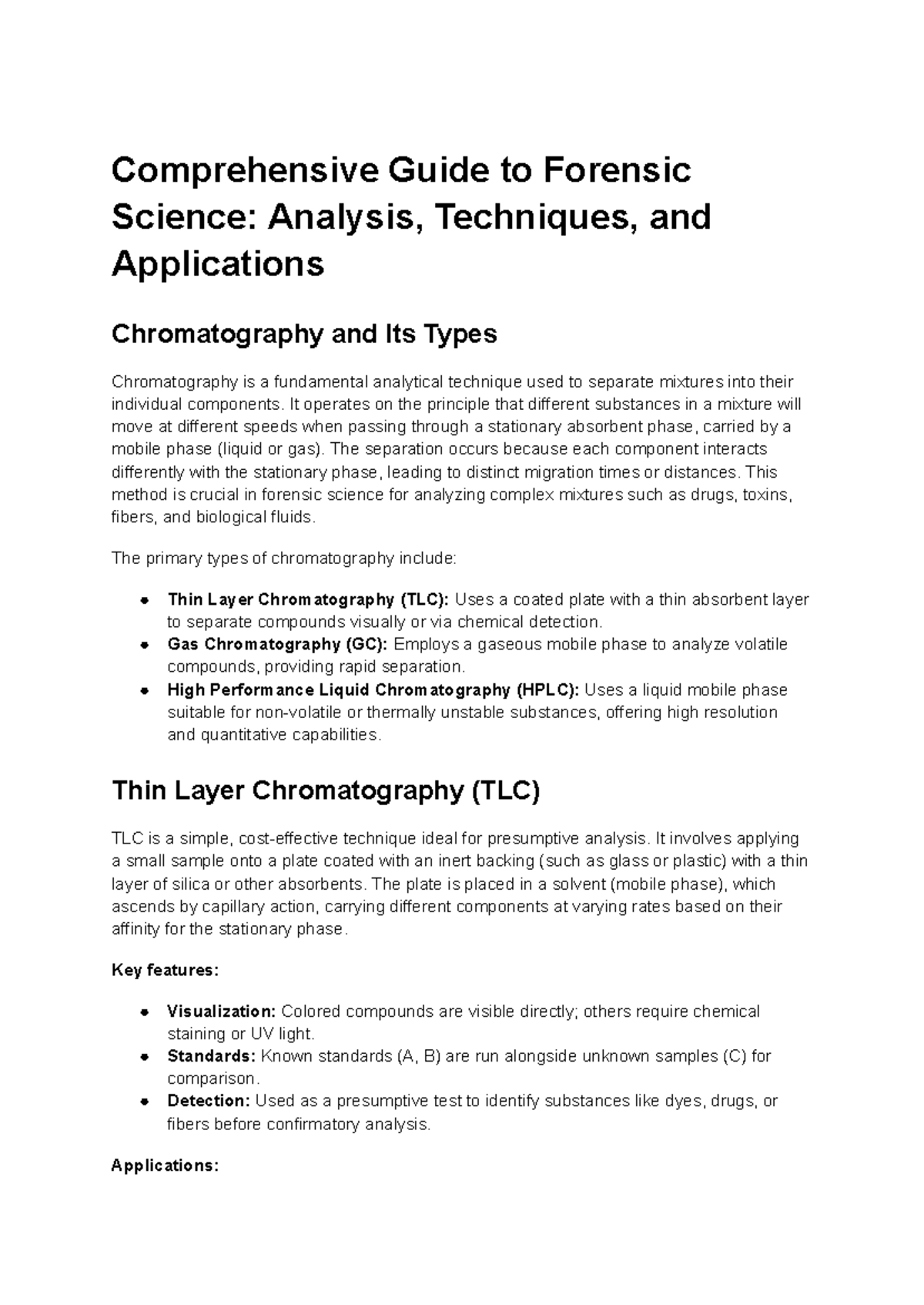 Forensic Science Techniques: Chromatography Analysis & Applications ...