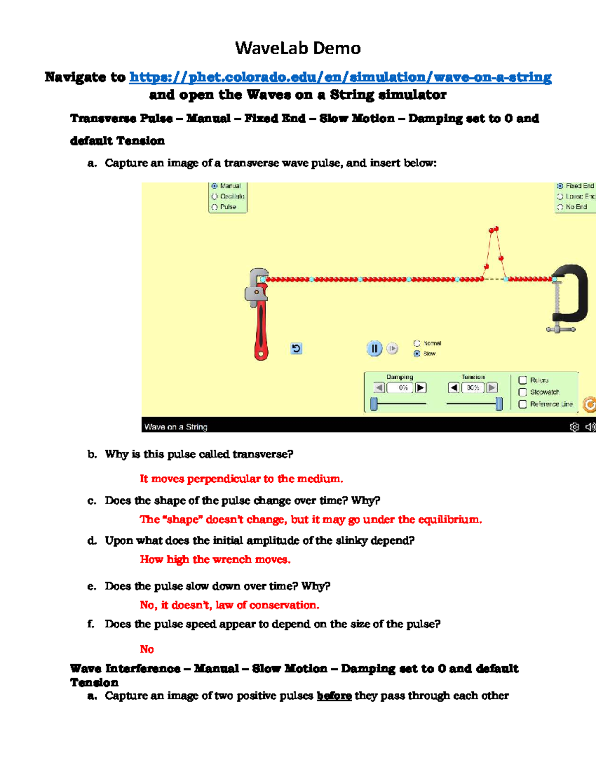 Transverse Waves Digital Demo: Exploring Wave Behavior and Interference ...