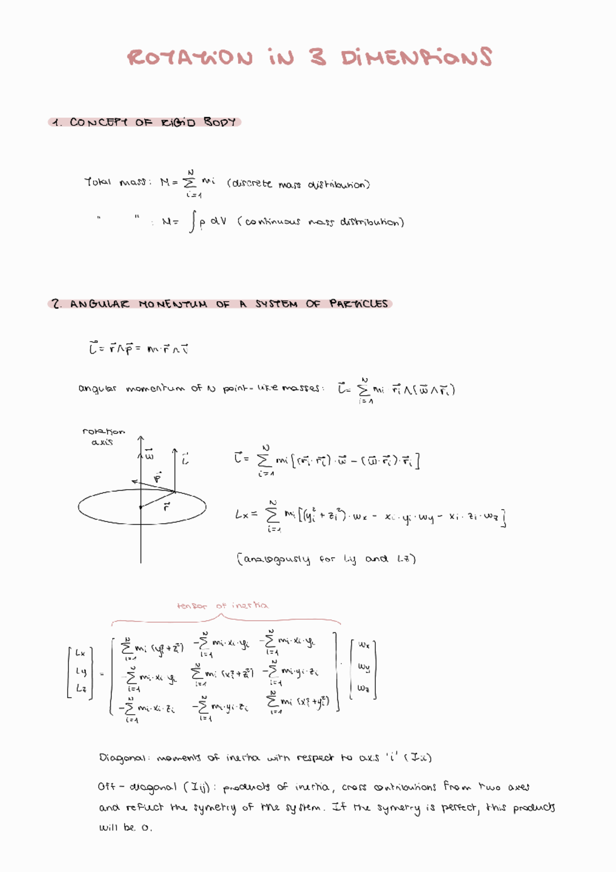 Ch 7: Rotation in 3D - Rigid Body Concepts & Angular Momentum - Studocu