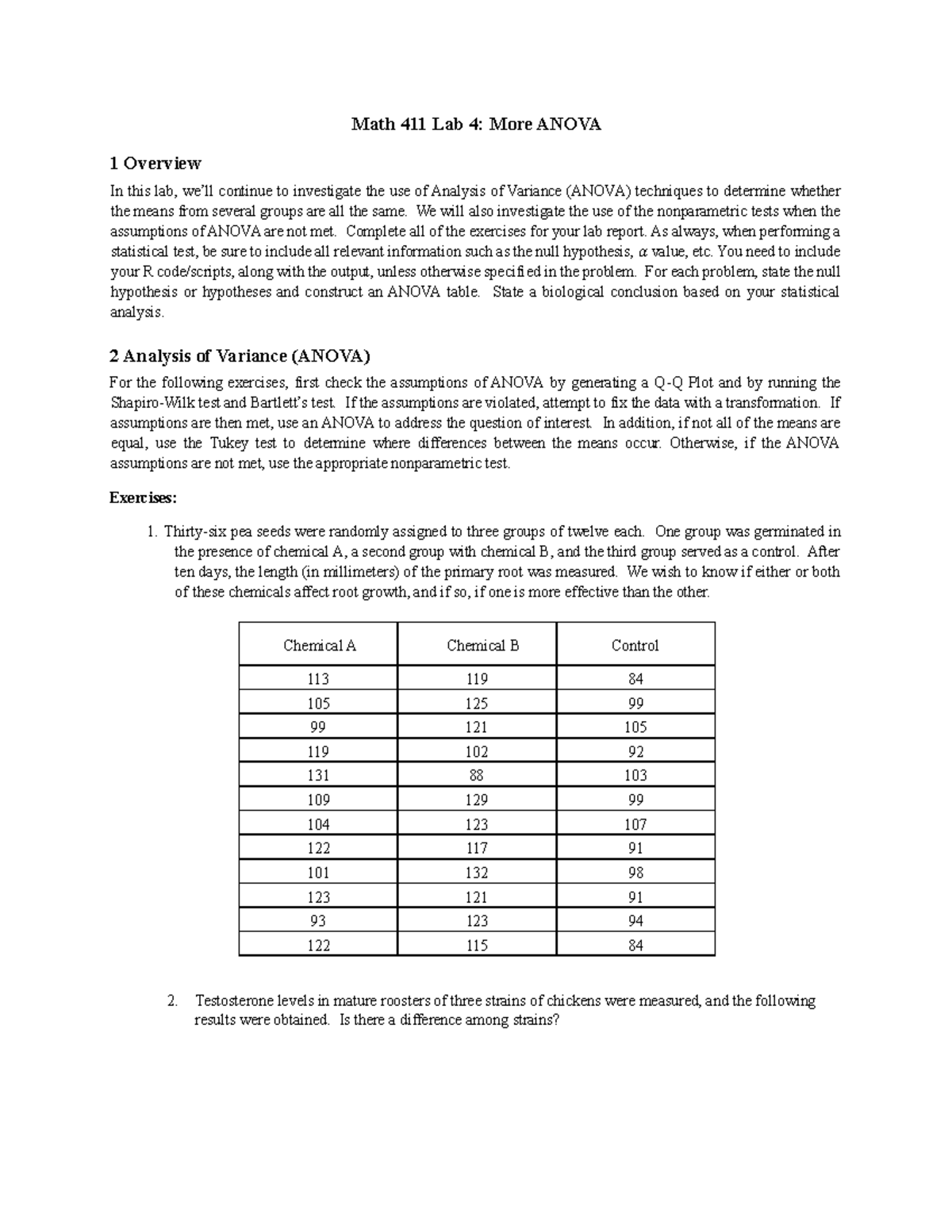 Lab 4 - More Anova - Math 411 Lab 4 : More ANOVA 1 Overview In this lab ...