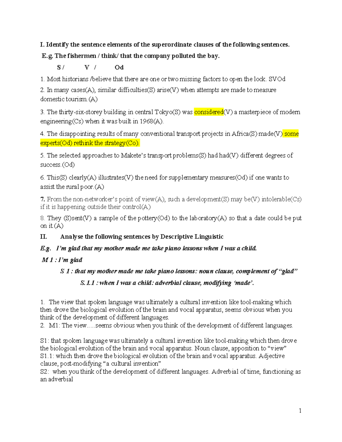 Sample Test 7 - De Mau: Sentence Elements & Analysis - Studocu