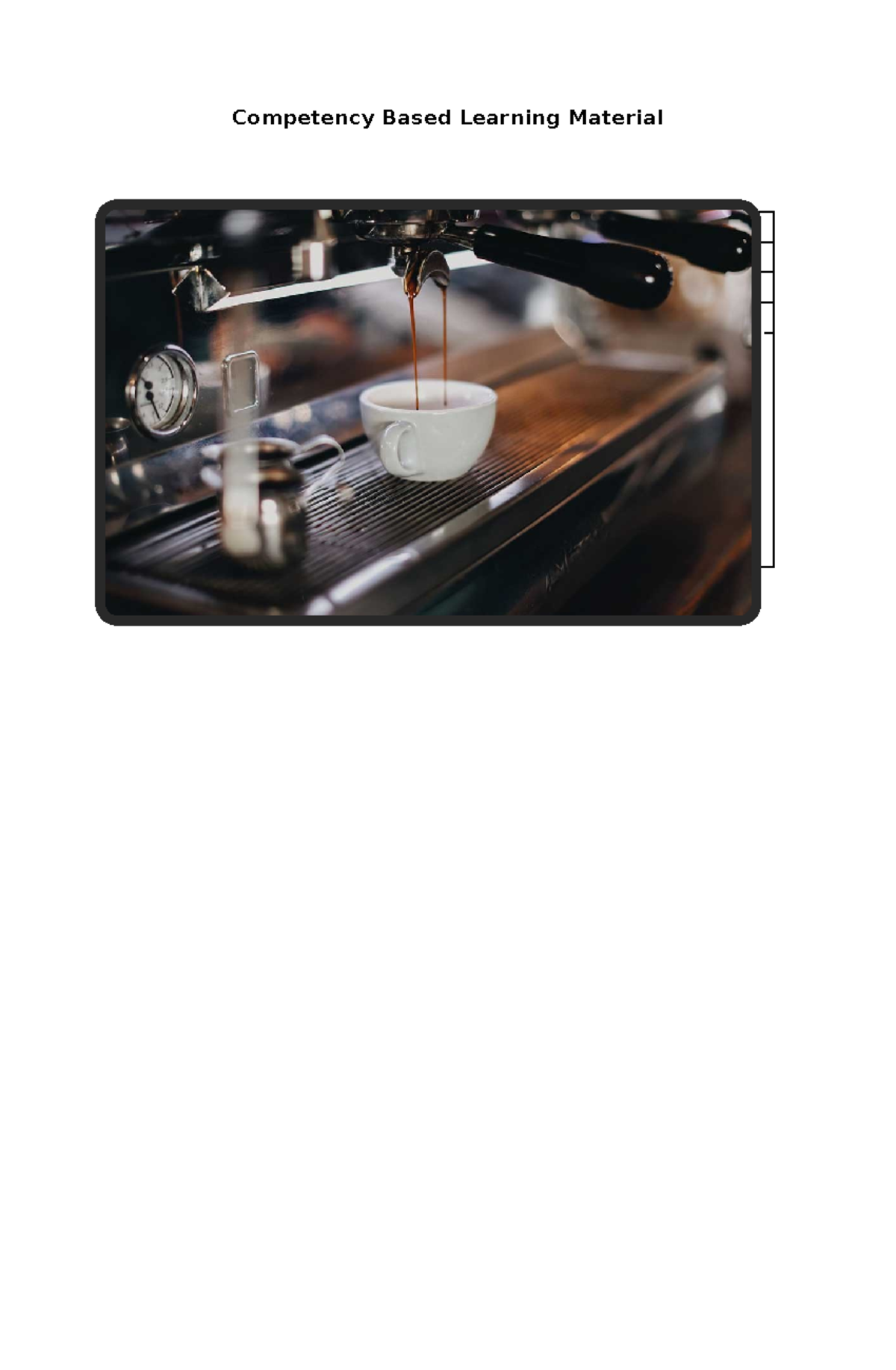 Preparing Espresso CBLM for Bartending NC II - Competencies & Learning ...