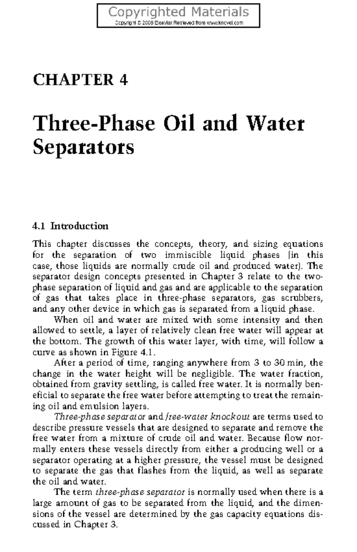 Three-Phase Separators - CHAPTER 4 Three-Phase Oil and Water Separators ...