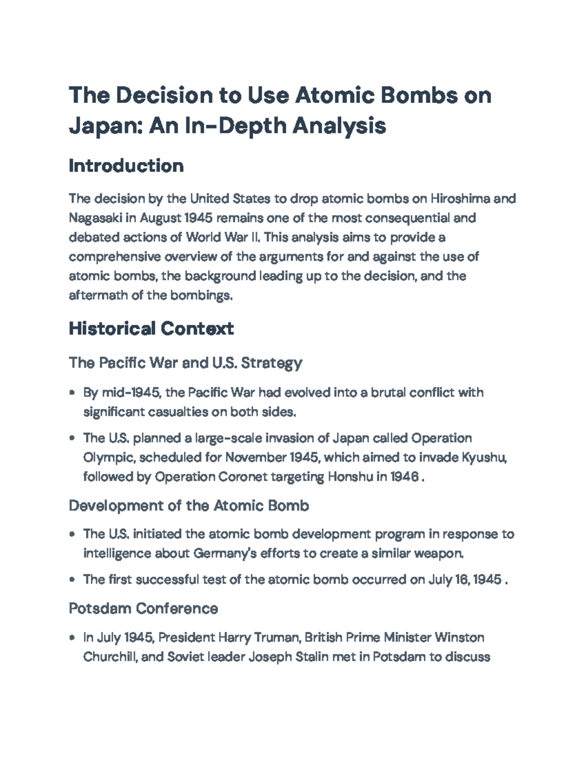 The Decision to Use Atomic Bombs on Japan: A Comprehensive Analysis ...
