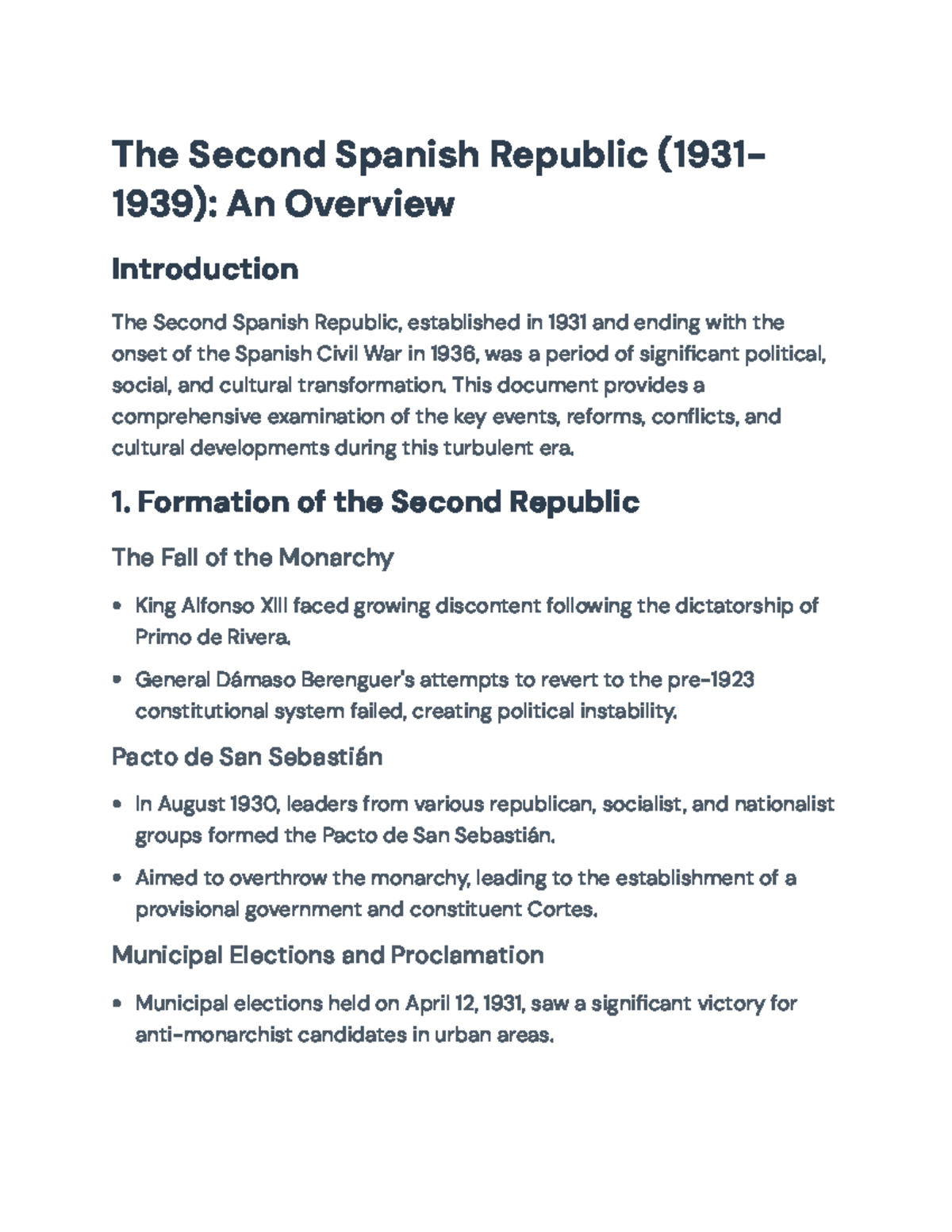 The Second Spanish Republic (1931-1939): Key Events and Reforms ...