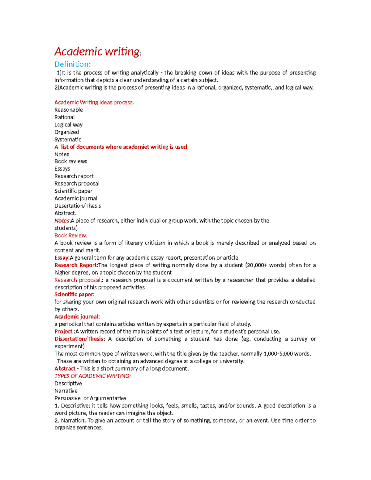 Academic Writing: Definition, Types, and Key Characteristics - Studocu