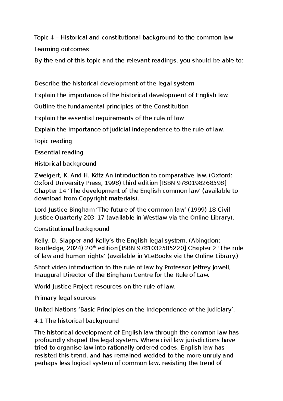 4.3 Historical & Constitutional Background of Common Law Insights - Studocu